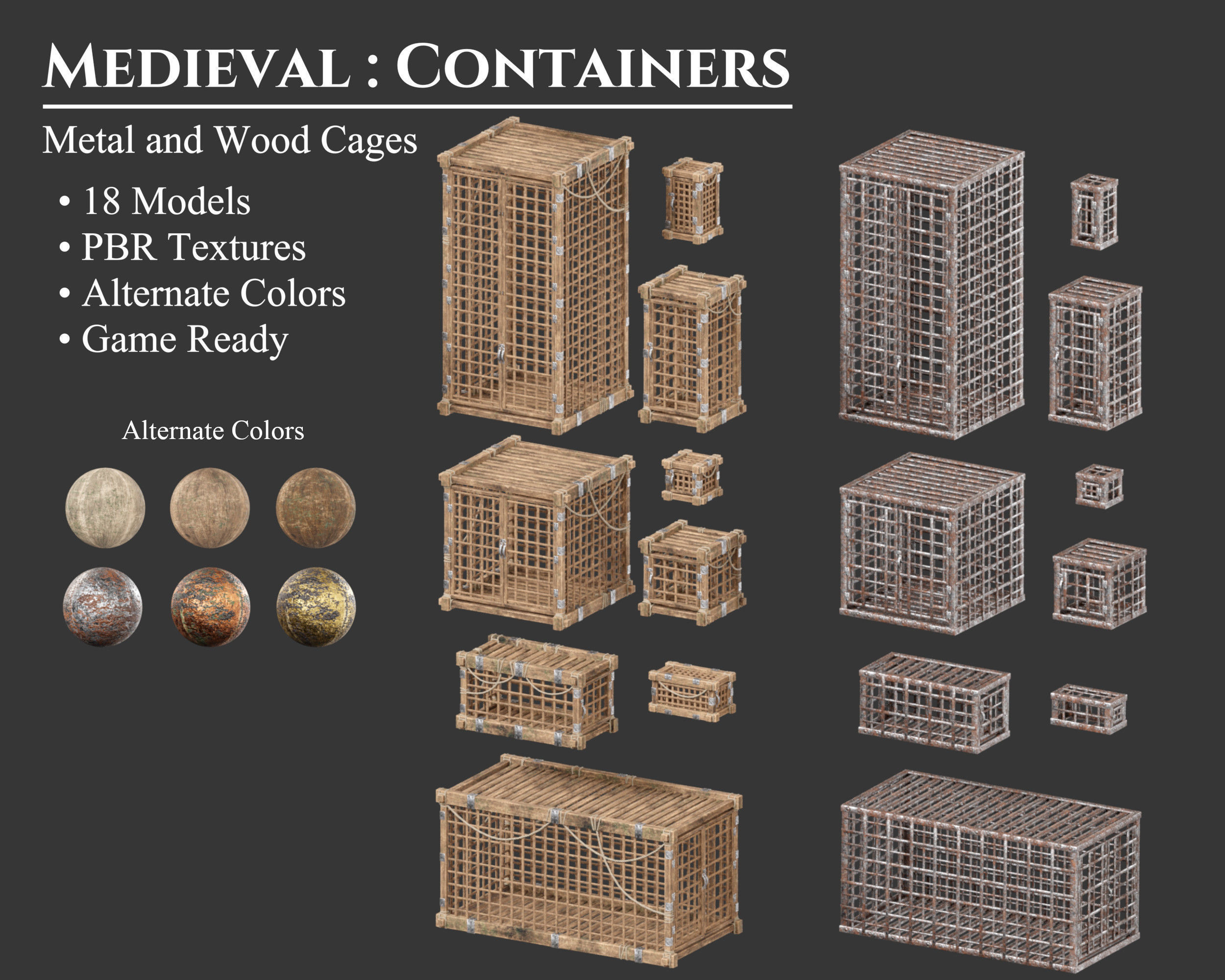 Medieval Collection Containers Cages VR / AR / low-poly | CGTrader