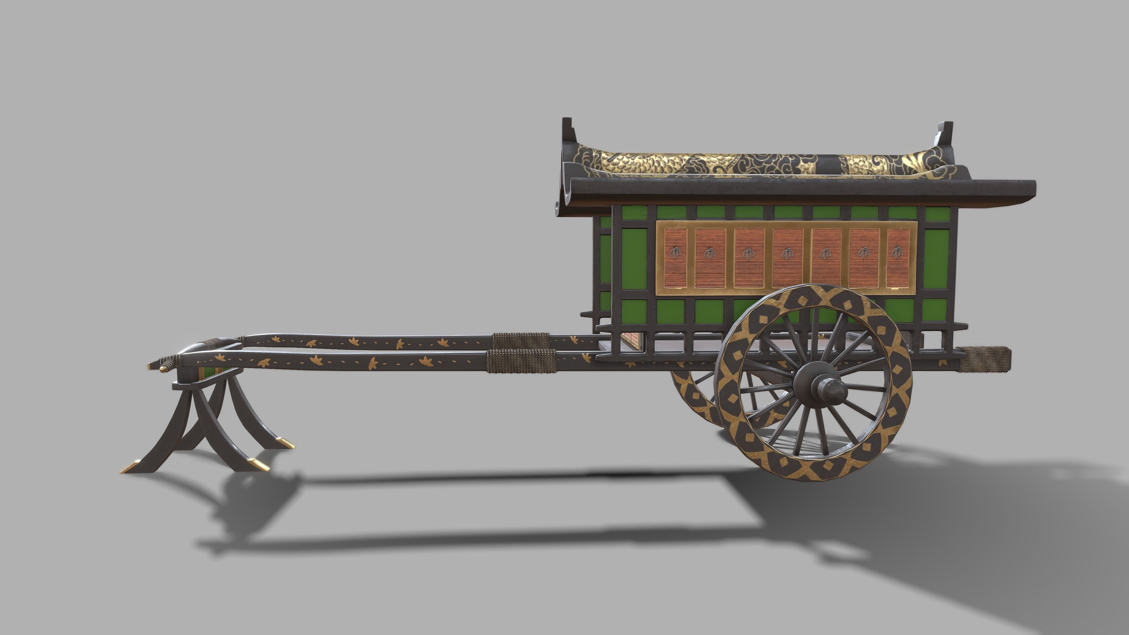 3D model Gosho Guruma Cart VR / AR / low-poly | CGTrader