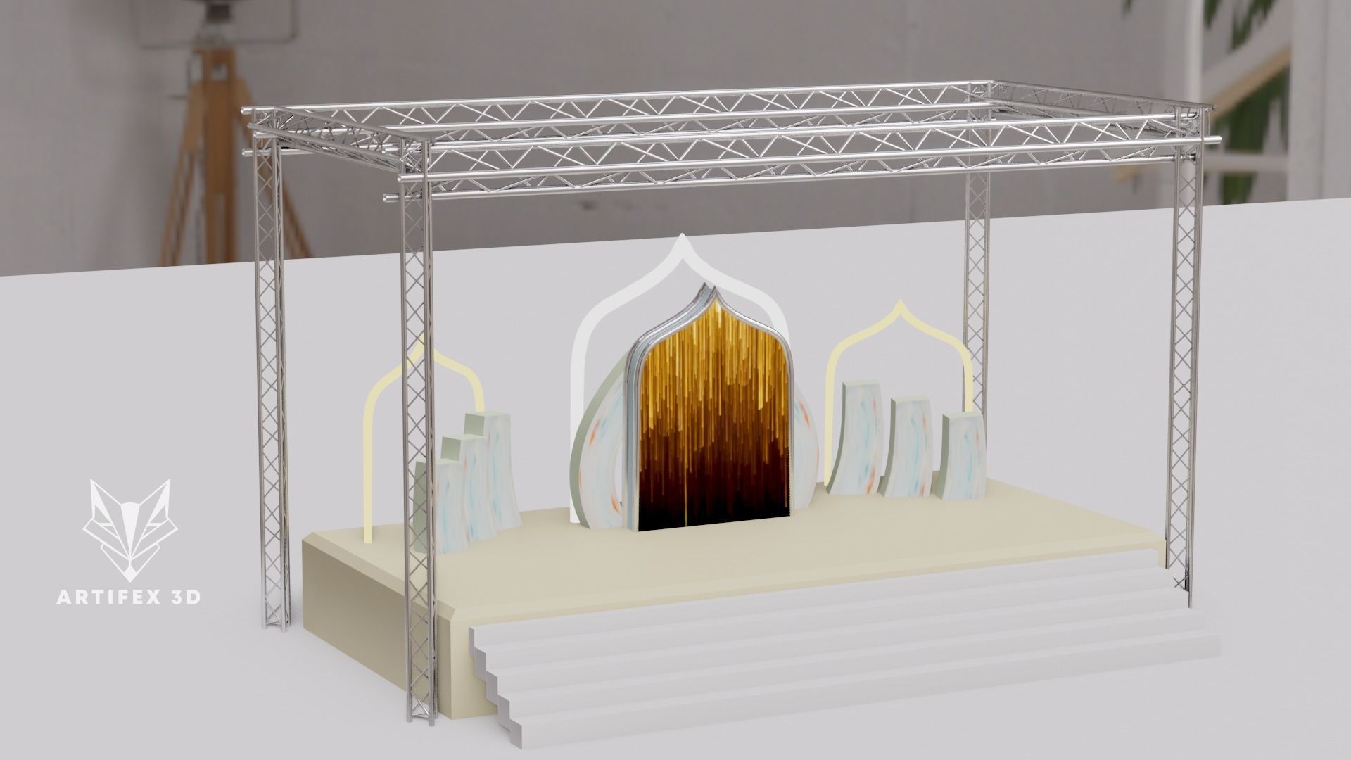 3D model Islamic Event Stage 3D Model with Lighting VR / AR / low-poly ...
