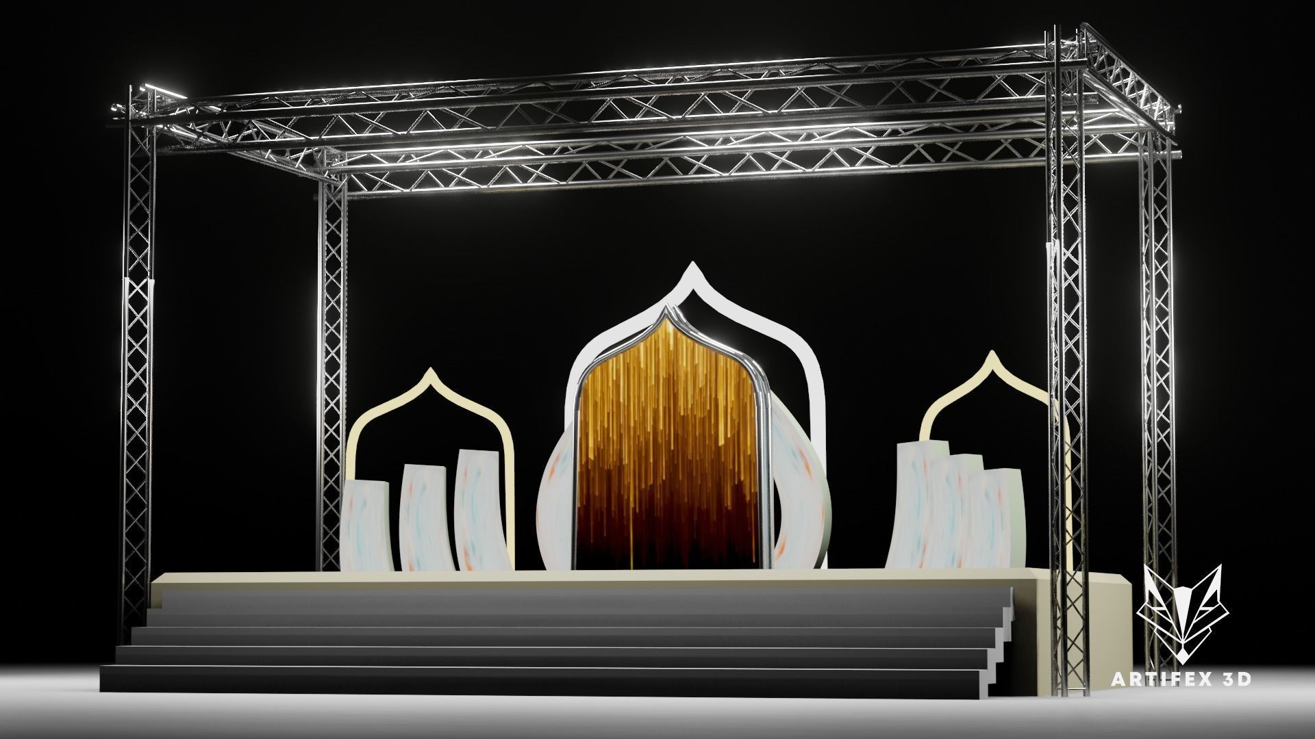 3D model Islamic Event Stage 3D Model with Lighting VR / AR / low-poly ...