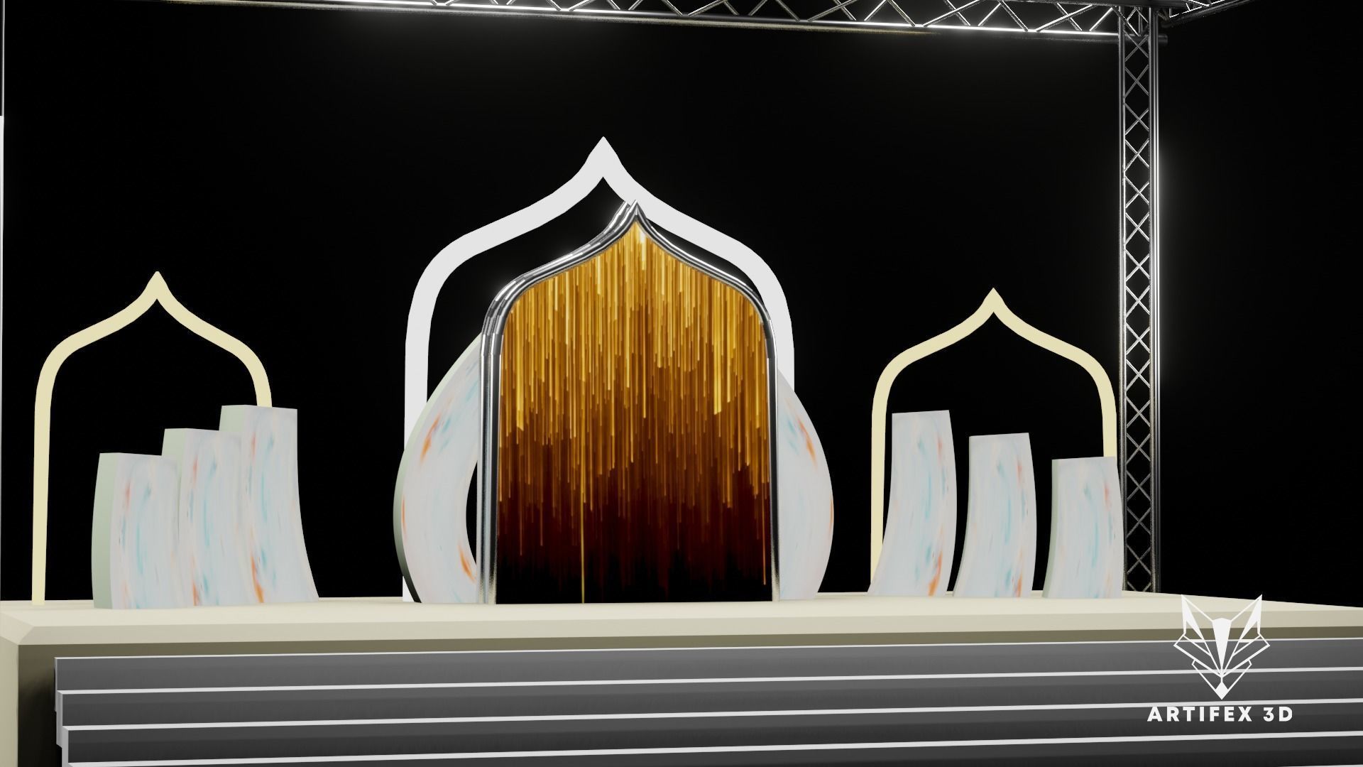 3D model Islamic Event Stage 3D Model with Lighting VR / AR / low-poly ...