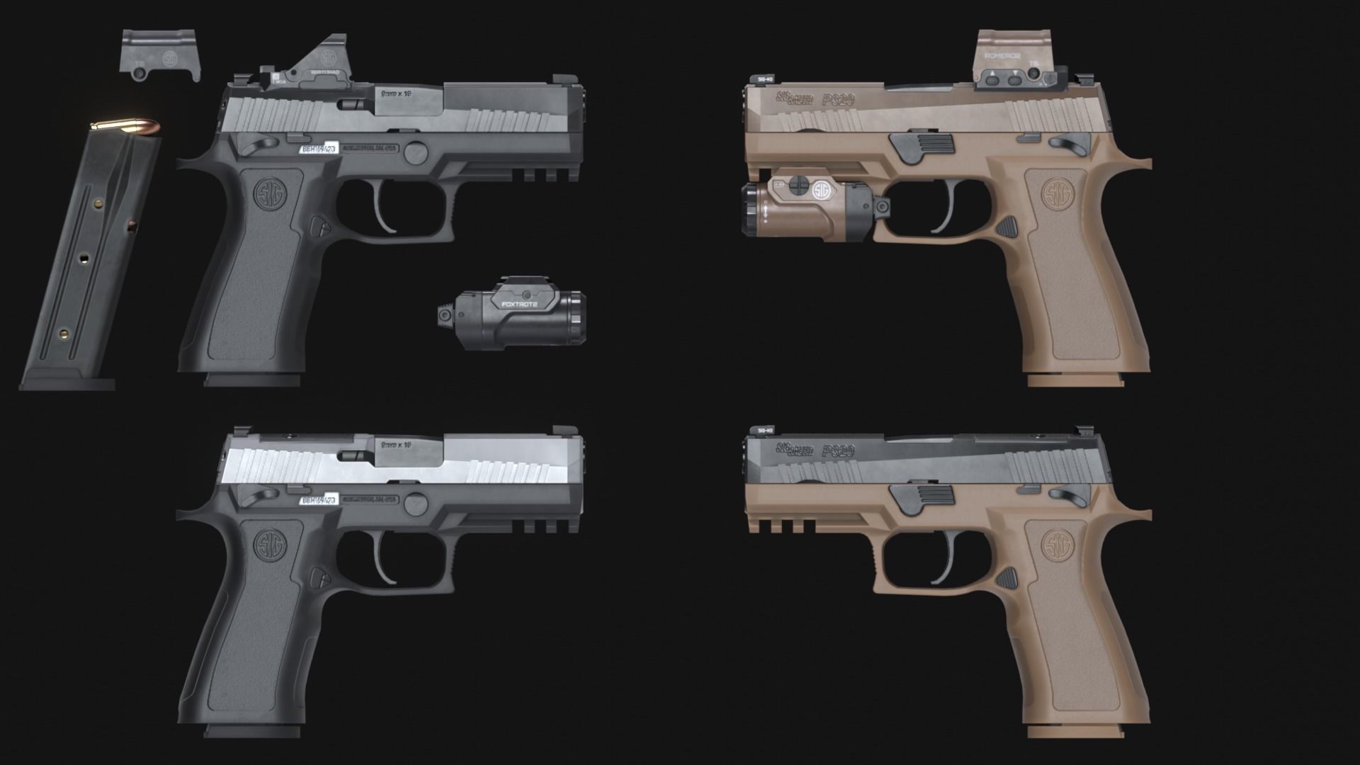 3D model SIG Sauer P320 XCarry Pro - ADF Handgun Pack - Game Asset VR ...