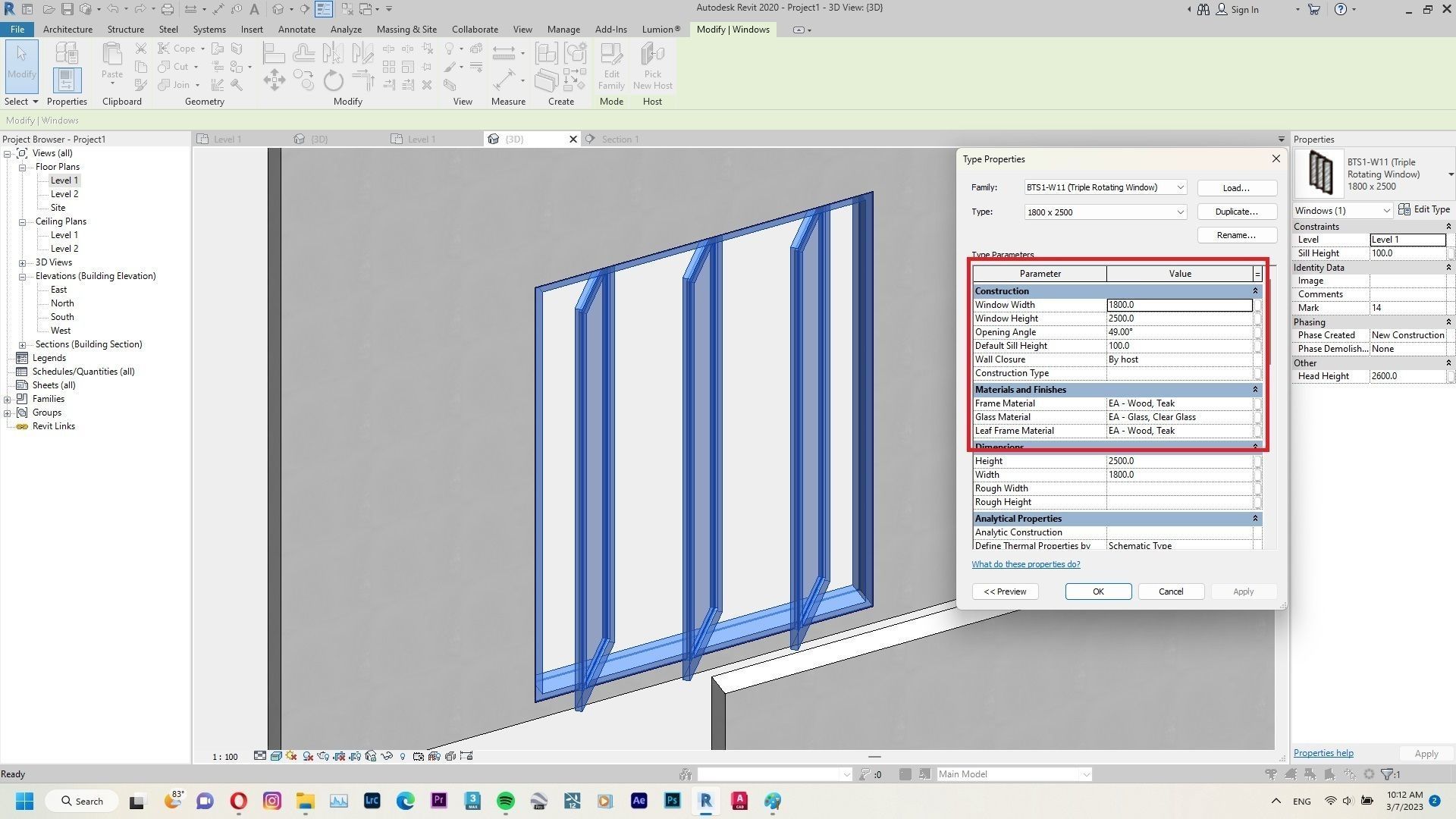 Window Modern Style 01 Parametric Family Revit 3D model | CGTrader