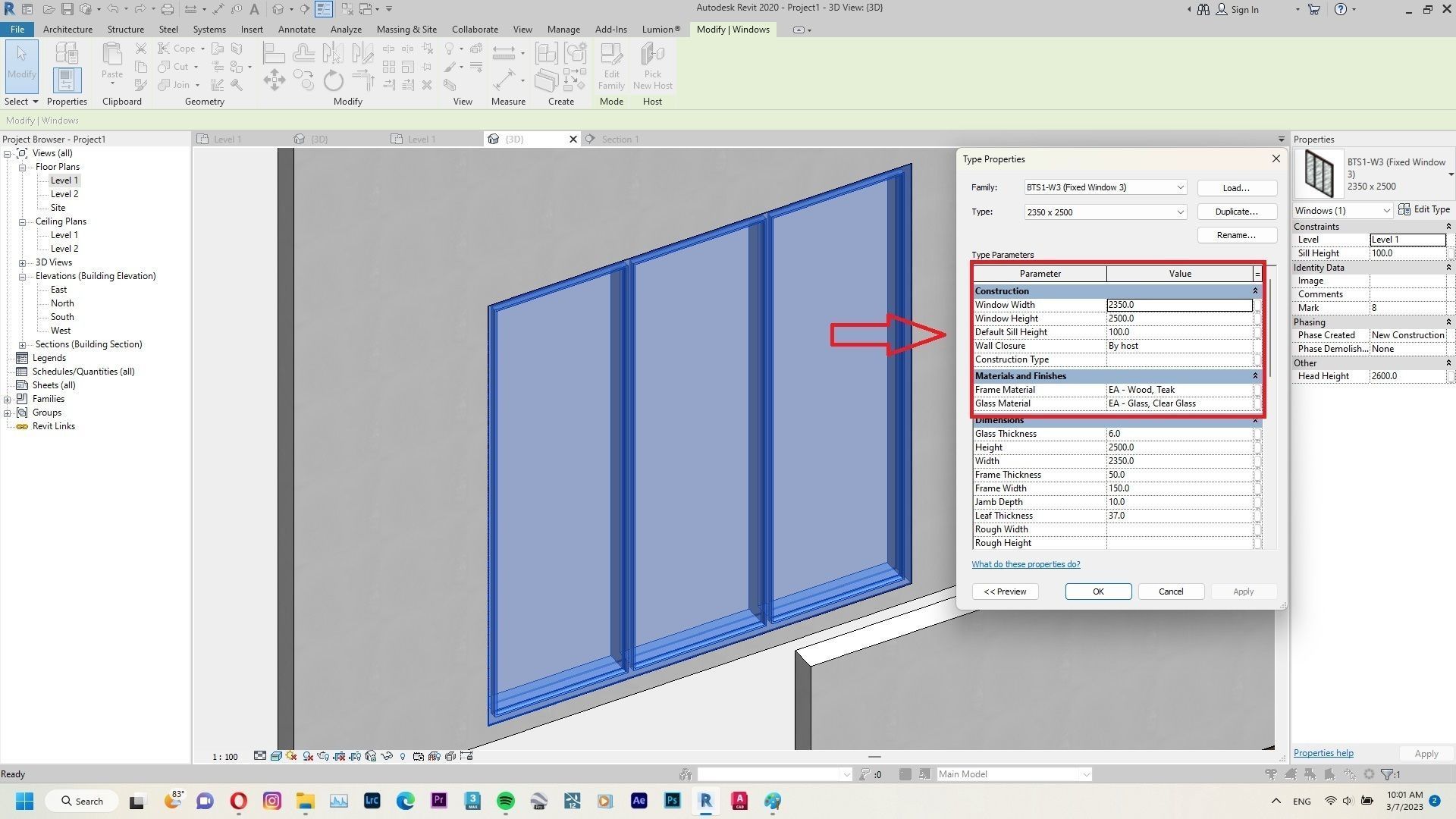Window Modern Style 01 Parametric Family Revit 3D model | CGTrader