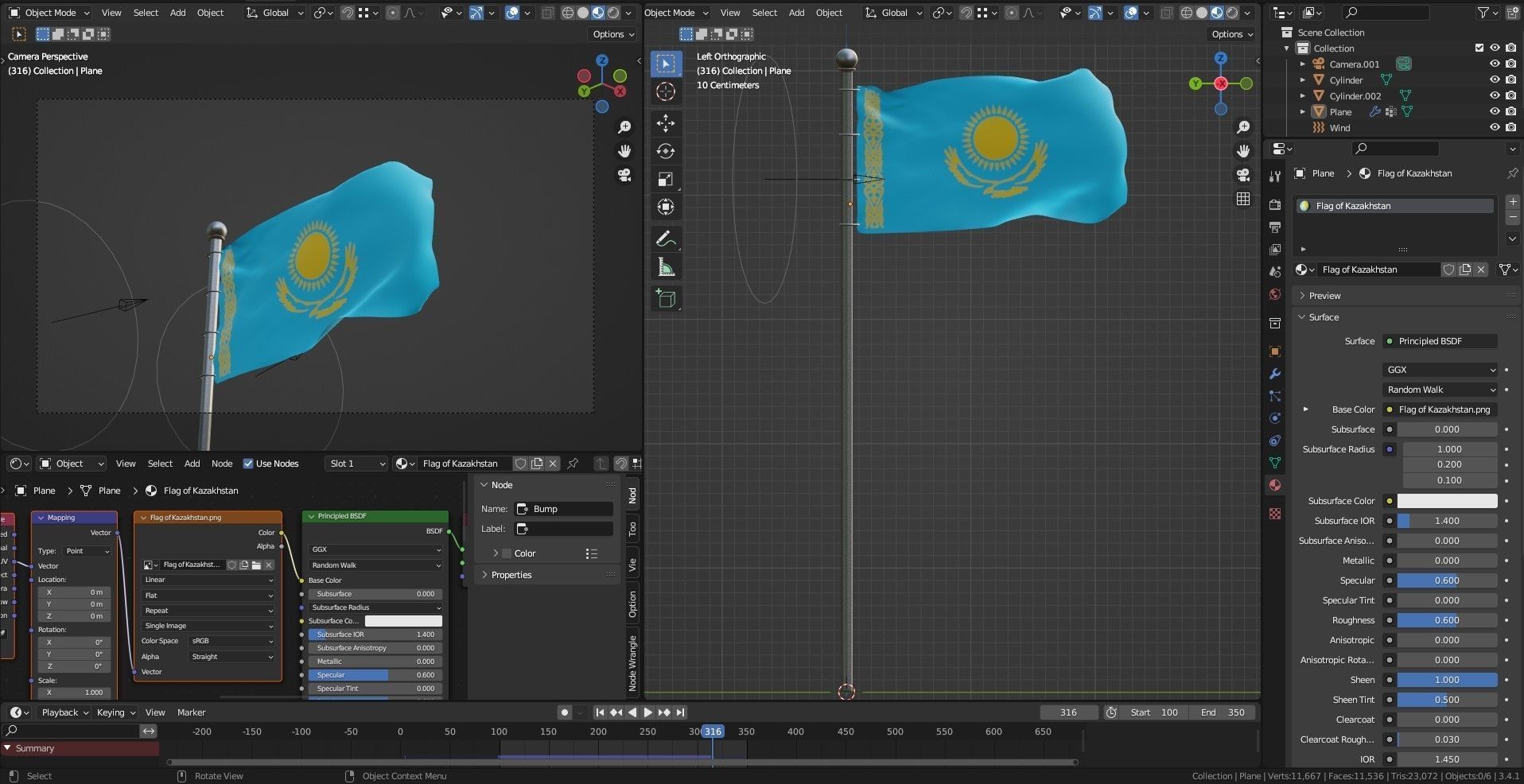 Animated Kazakhstan Flags 3D model animated | CGTrader