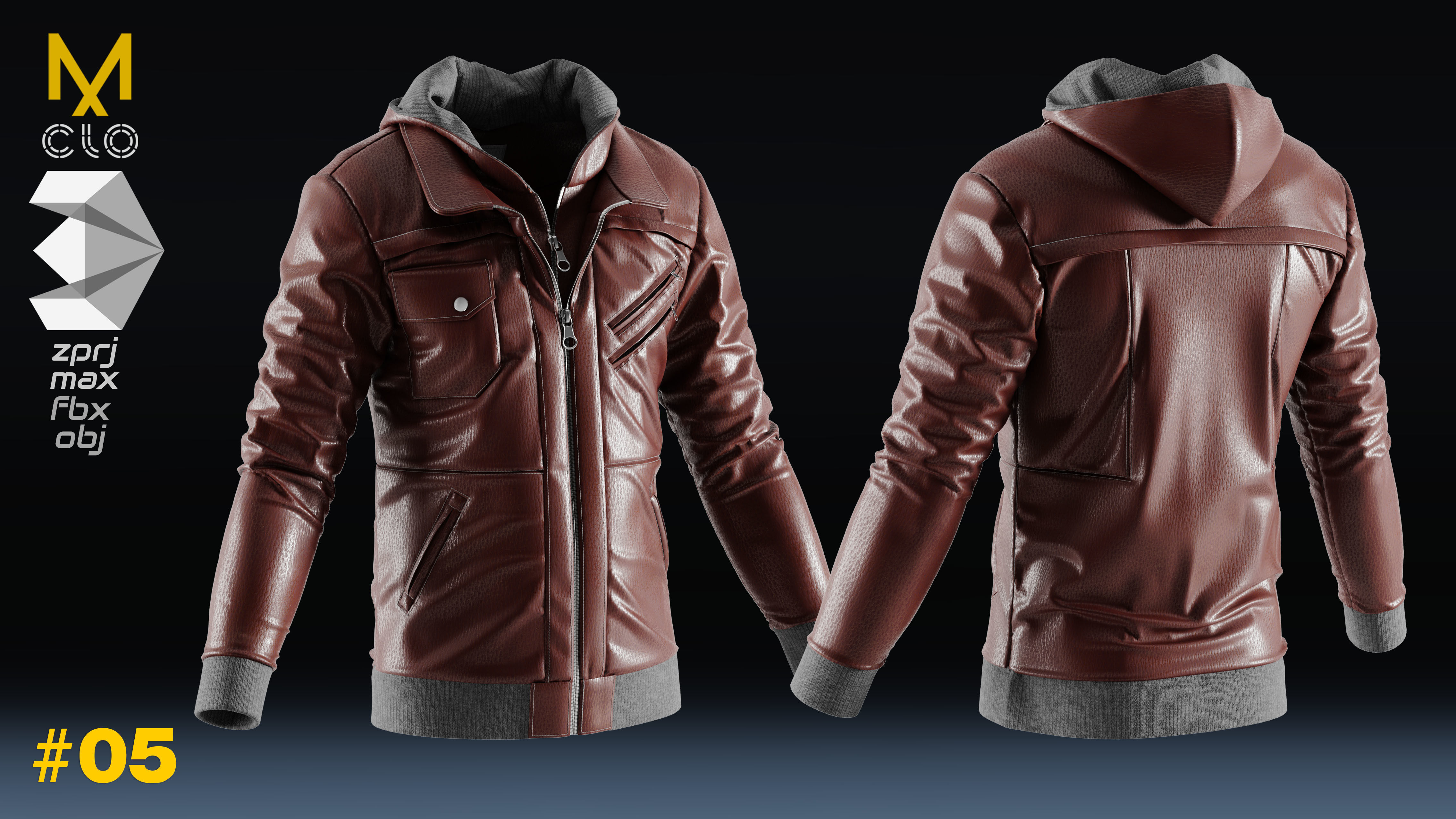 5 Male Motorcycle Jackets 3D model | CGTrader