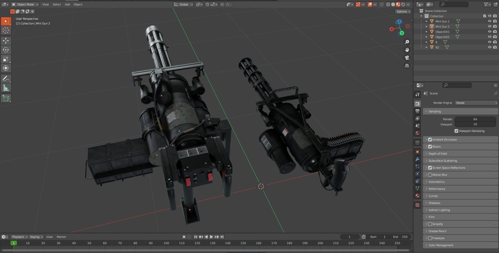 3D model M134 Minigun 2 Types Pack VR / AR / low-poly | CGTrader