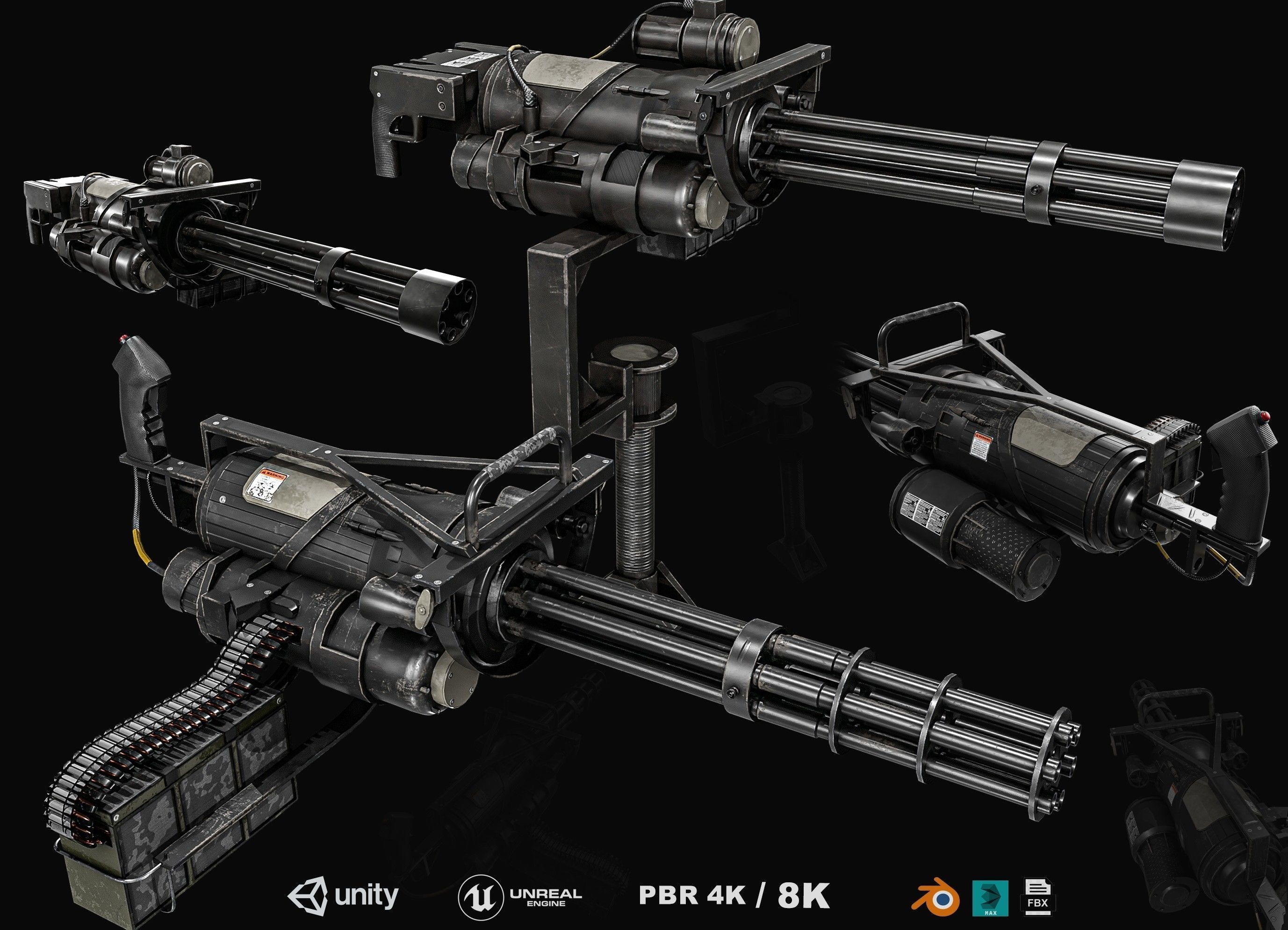 3D model M134 Minigun 2 Types Pack VR / AR / low-poly | CGTrader