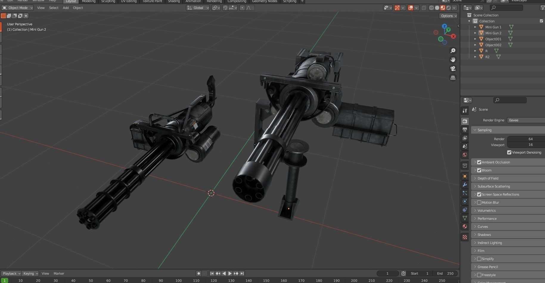 3D model M134 Minigun 2 Types Pack VR / AR / low-poly | CGTrader