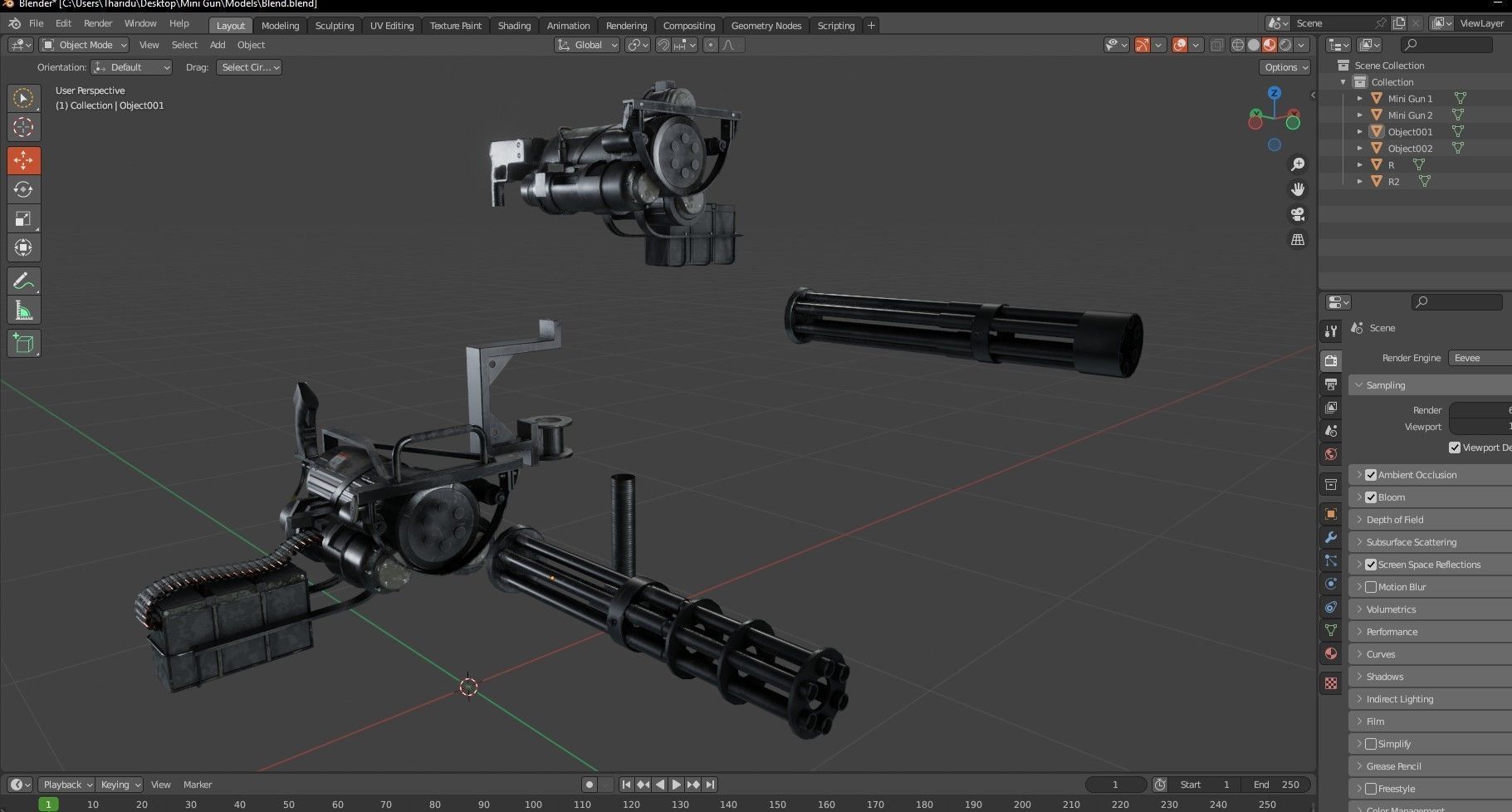 3D model M134 Minigun 2 Types Pack VR / AR / low-poly | CGTrader