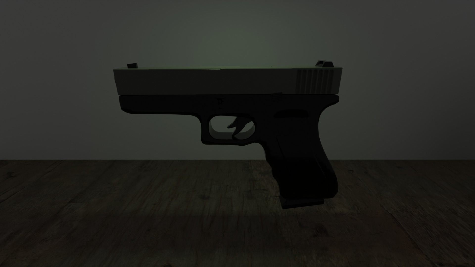 Glock gun on wooden table free 3D model | CGTrader