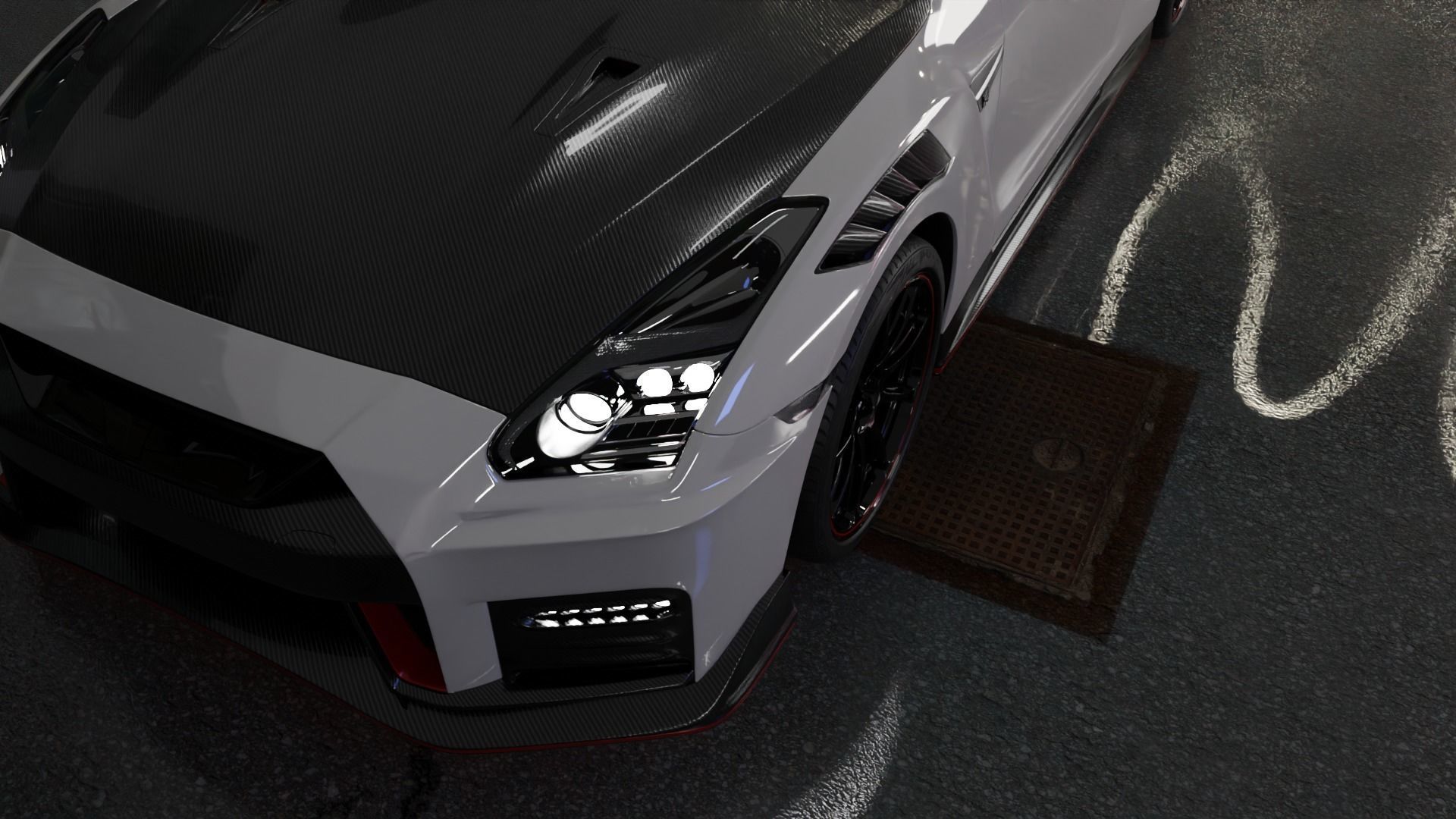 Nissan GTR parking scene free 3D model animated | CGTrader