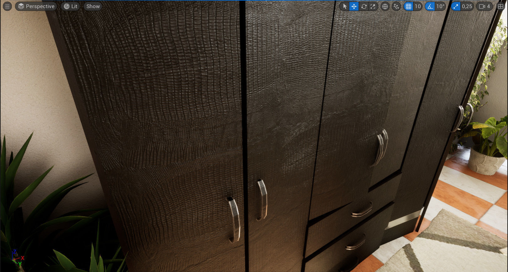 3D model Armoire Croco Leather Cupboard 3D Model FBX STL Bend file VR ...
