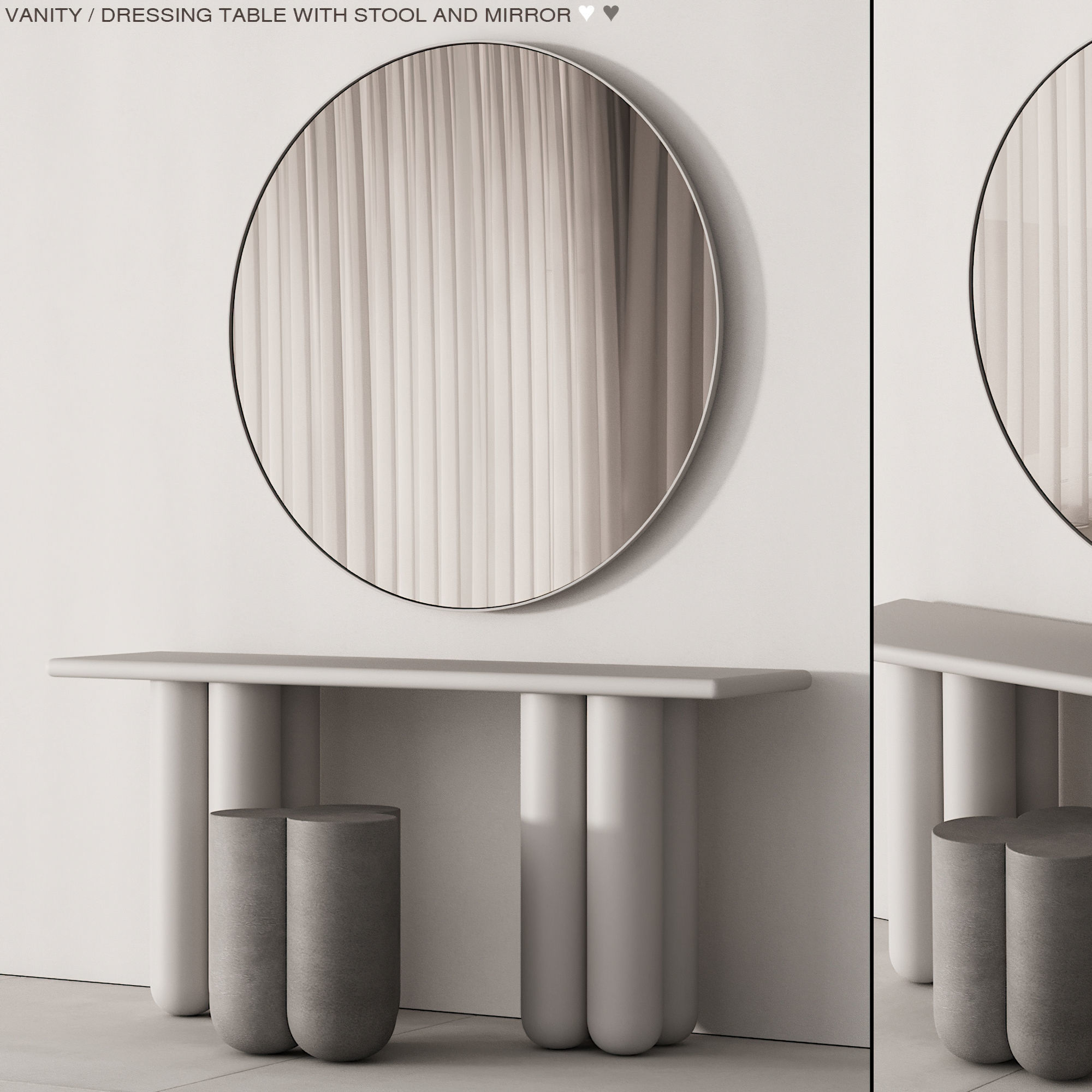 222 vanity dressing table 02 minimal round edges 01 3D model | CGTrader