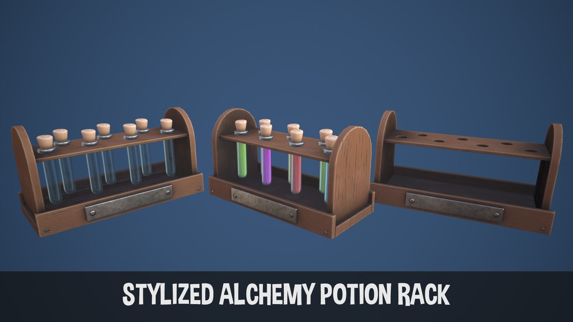 3D model Stylized Alchemy Potion Rack VR / AR / low-poly | CGTrader