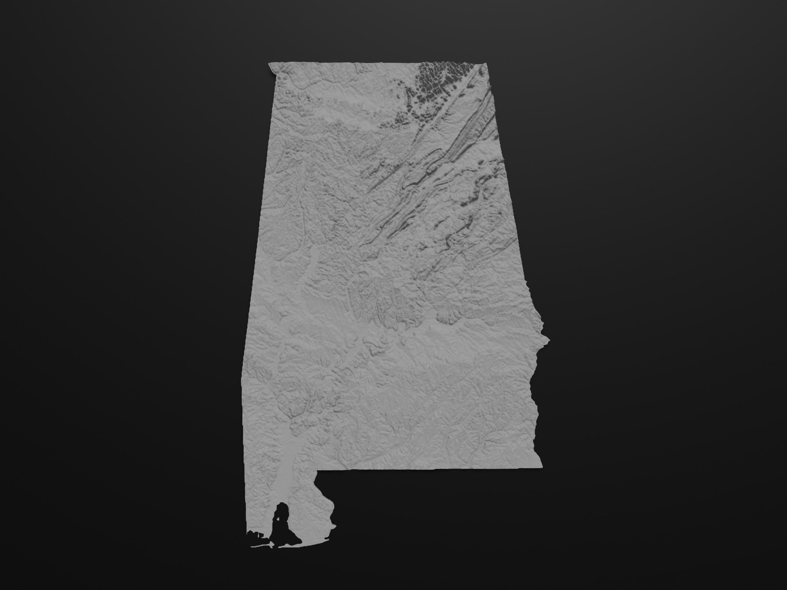 3D Map Model of the State of Alabama 3D print model 3D model 3D ...