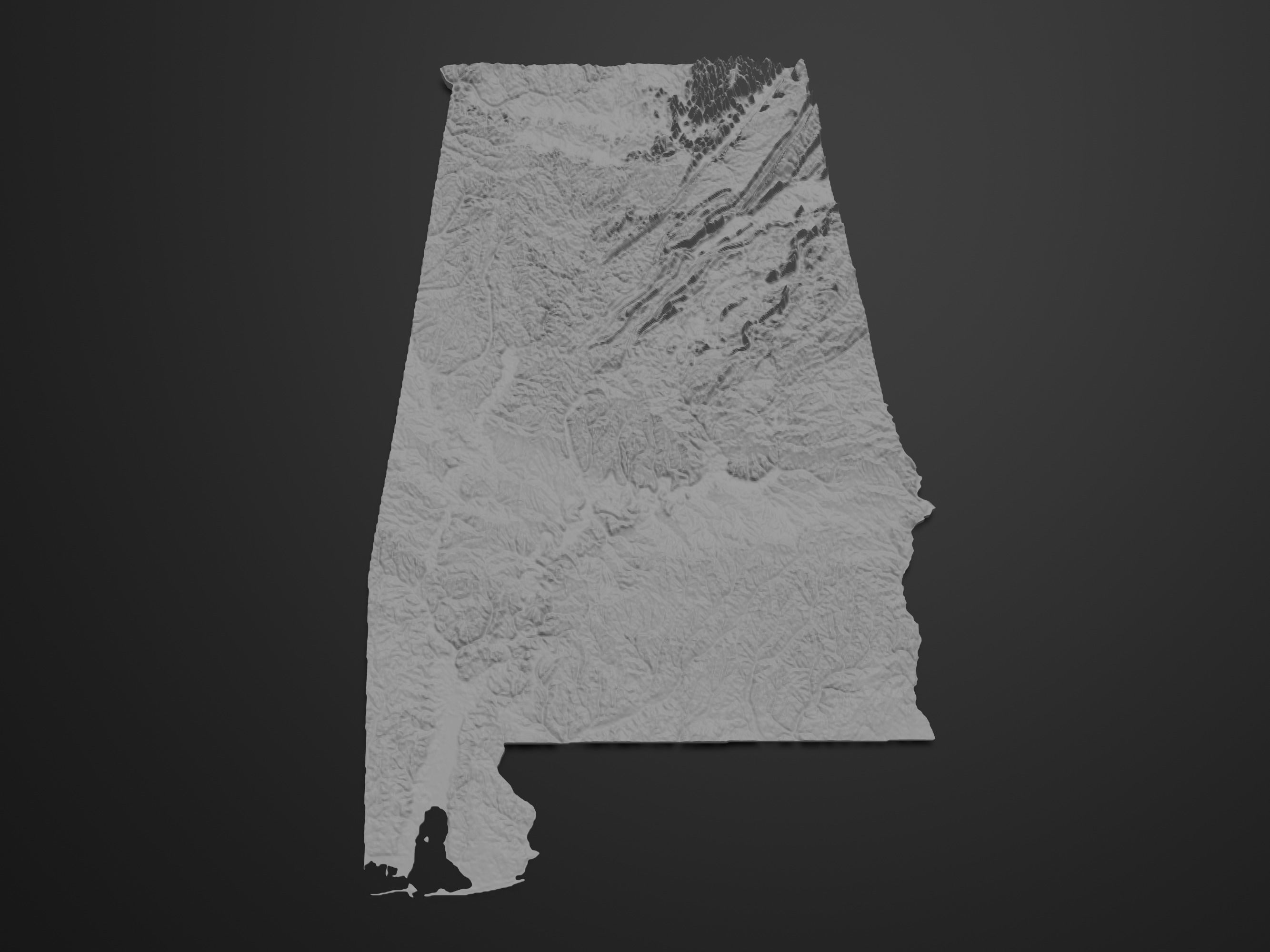 3D Map Model of the State of Alabama 3D print model 3D model 3D ...