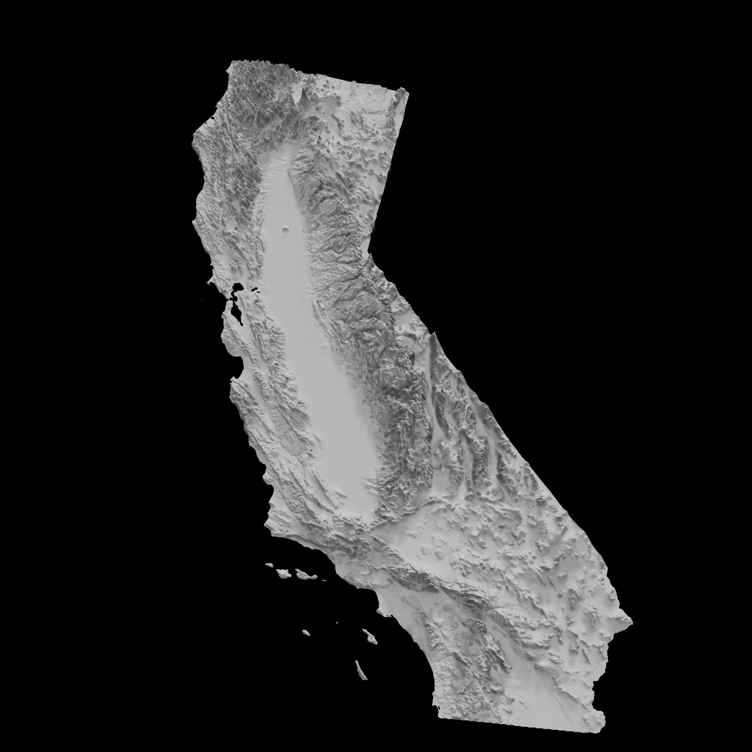 3D Topographical Map of California 3D model 3D printable | CGTrader