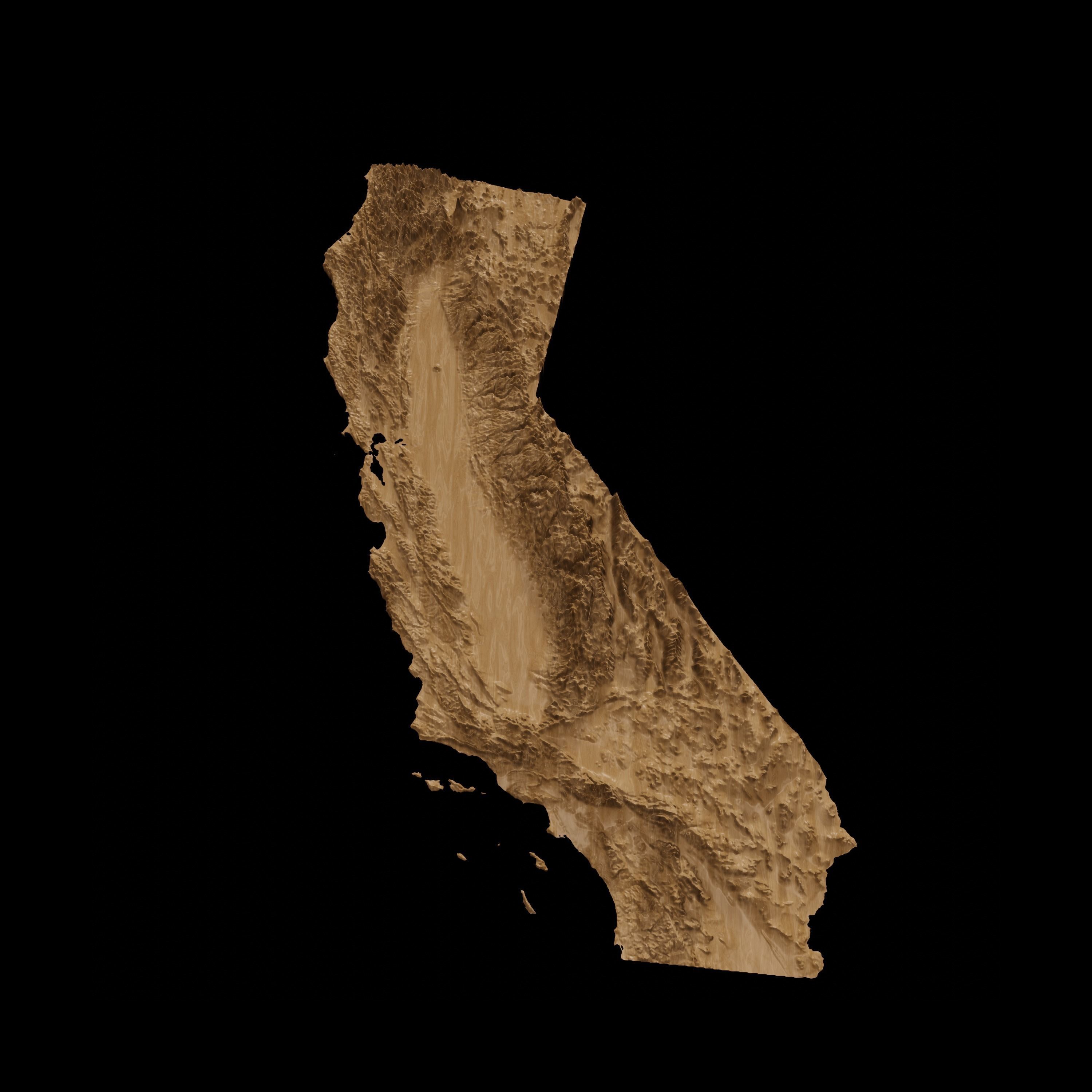 3D Topographical Map of California 3D model 3D printable | CGTrader