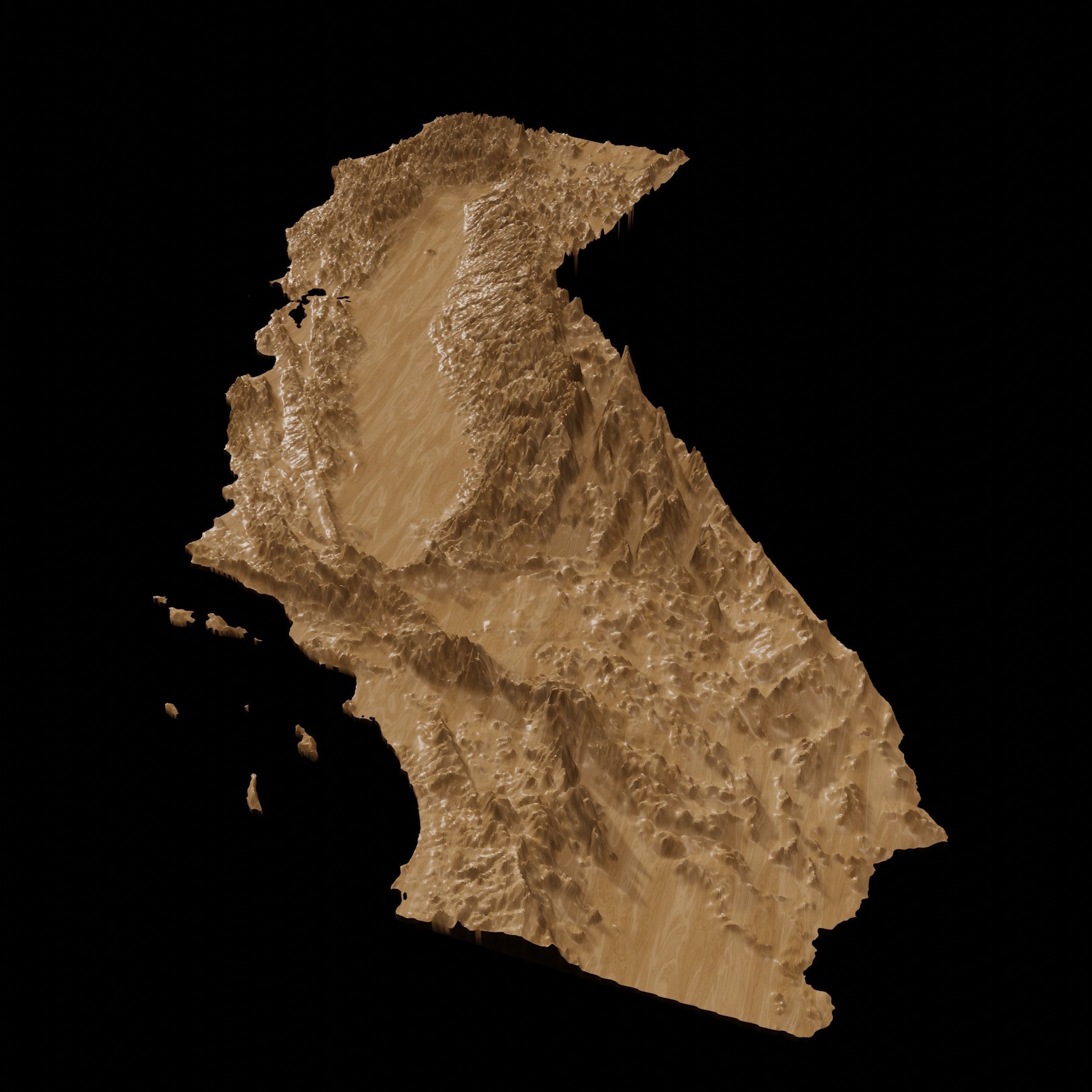 3D Topographical Map of California 3D model 3D printable | CGTrader