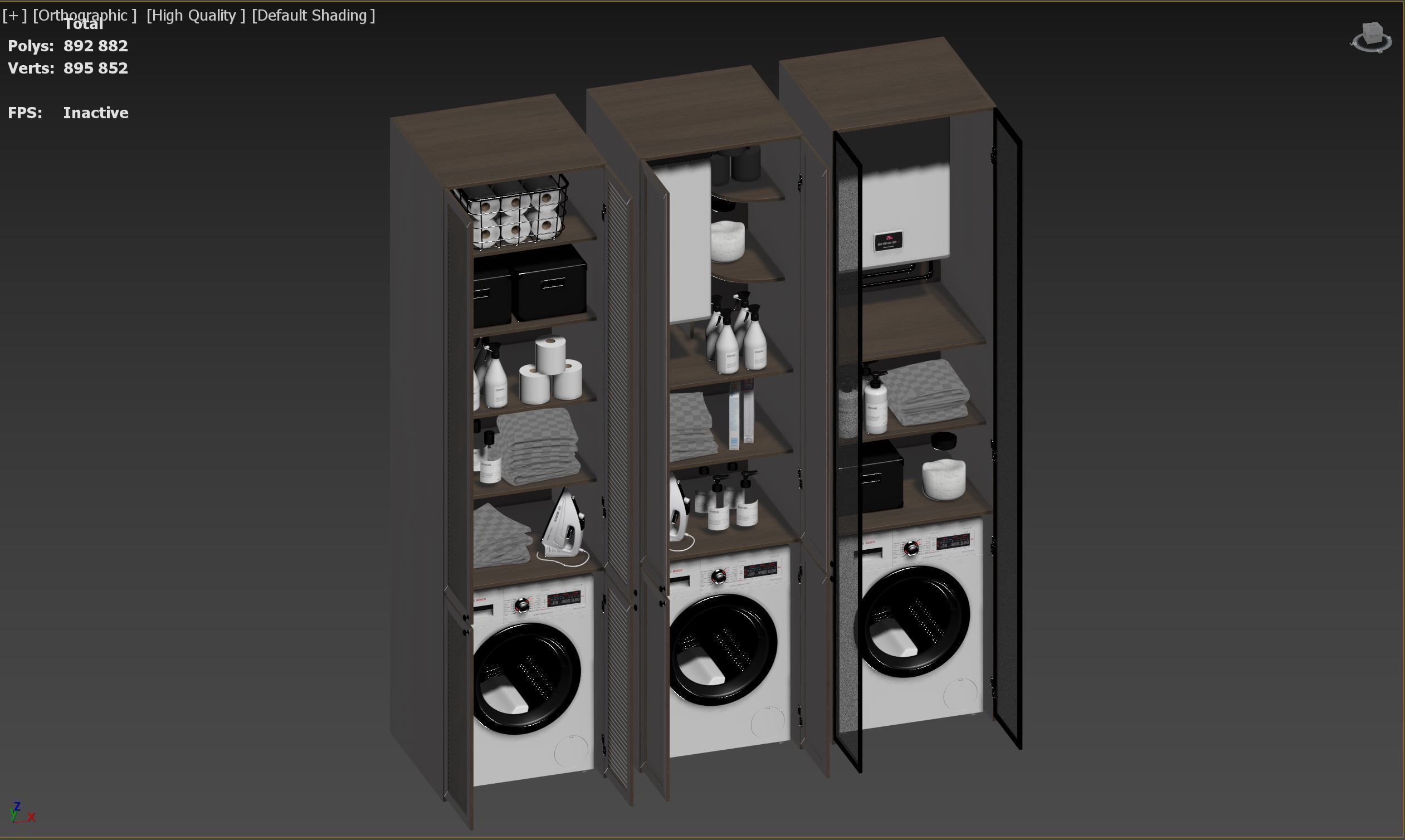 Laundry decor washing machine washing set 3D model | CGTrader