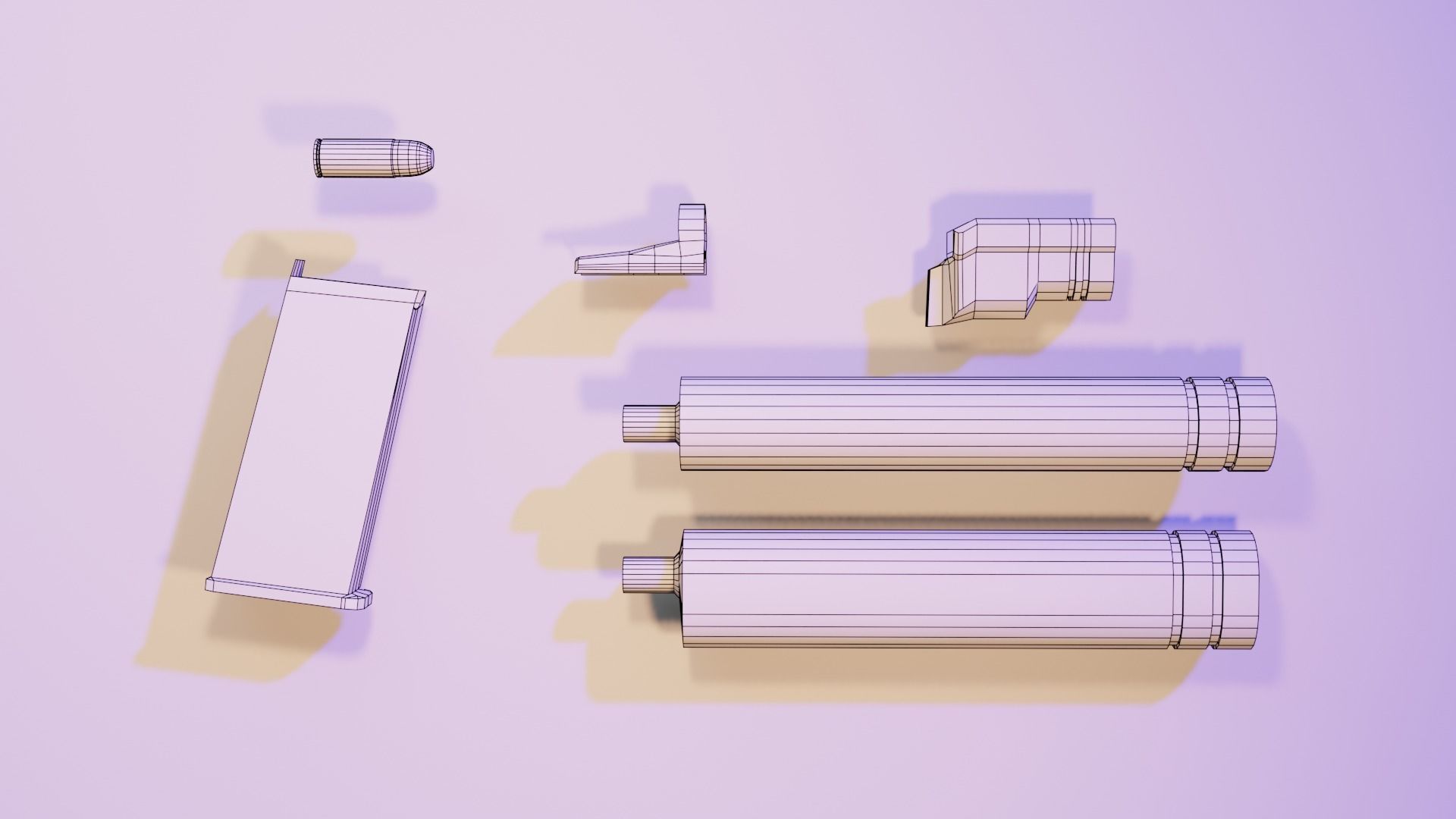 3D model Low Poly Pistol with attachments VR / AR / low-poly | CGTrader