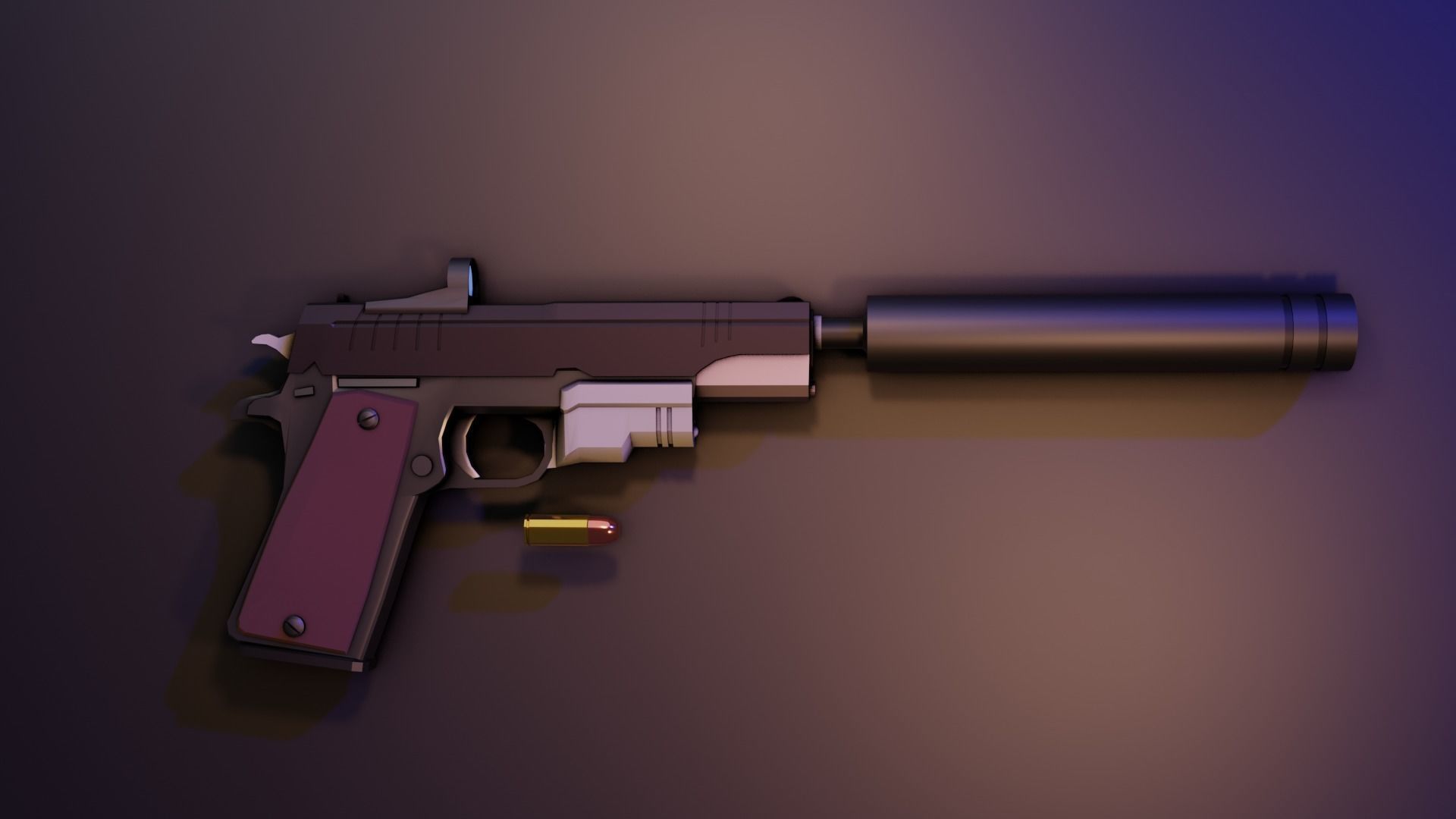 3D model Low Poly Pistol with attachments VR / AR / low-poly | CGTrader