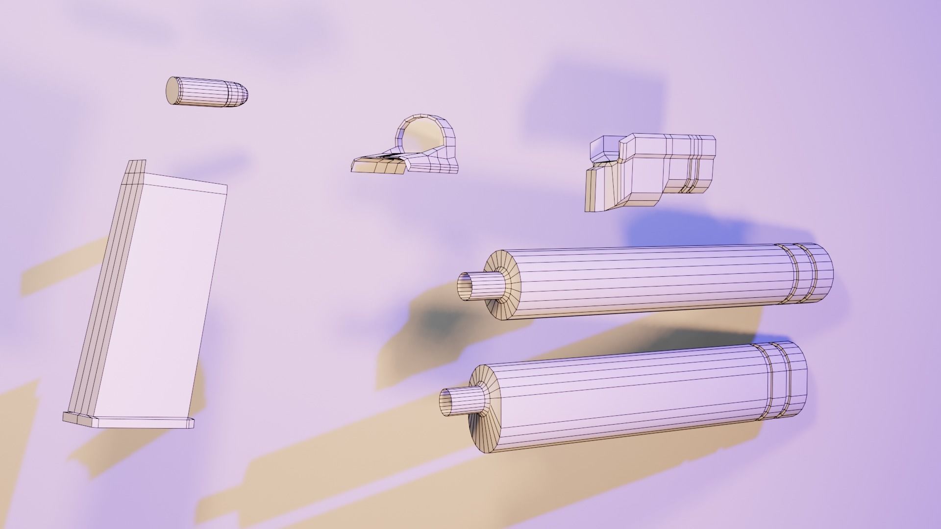 3D model Low Poly Pistol with attachments VR / AR / low-poly | CGTrader