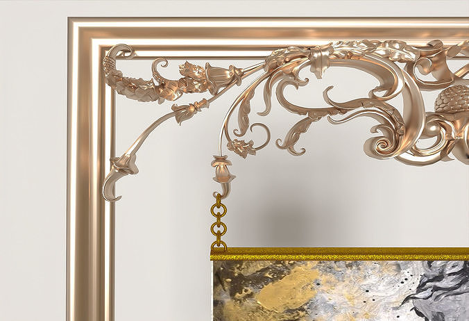 decor horse in gold frame 3D model | CGTrader