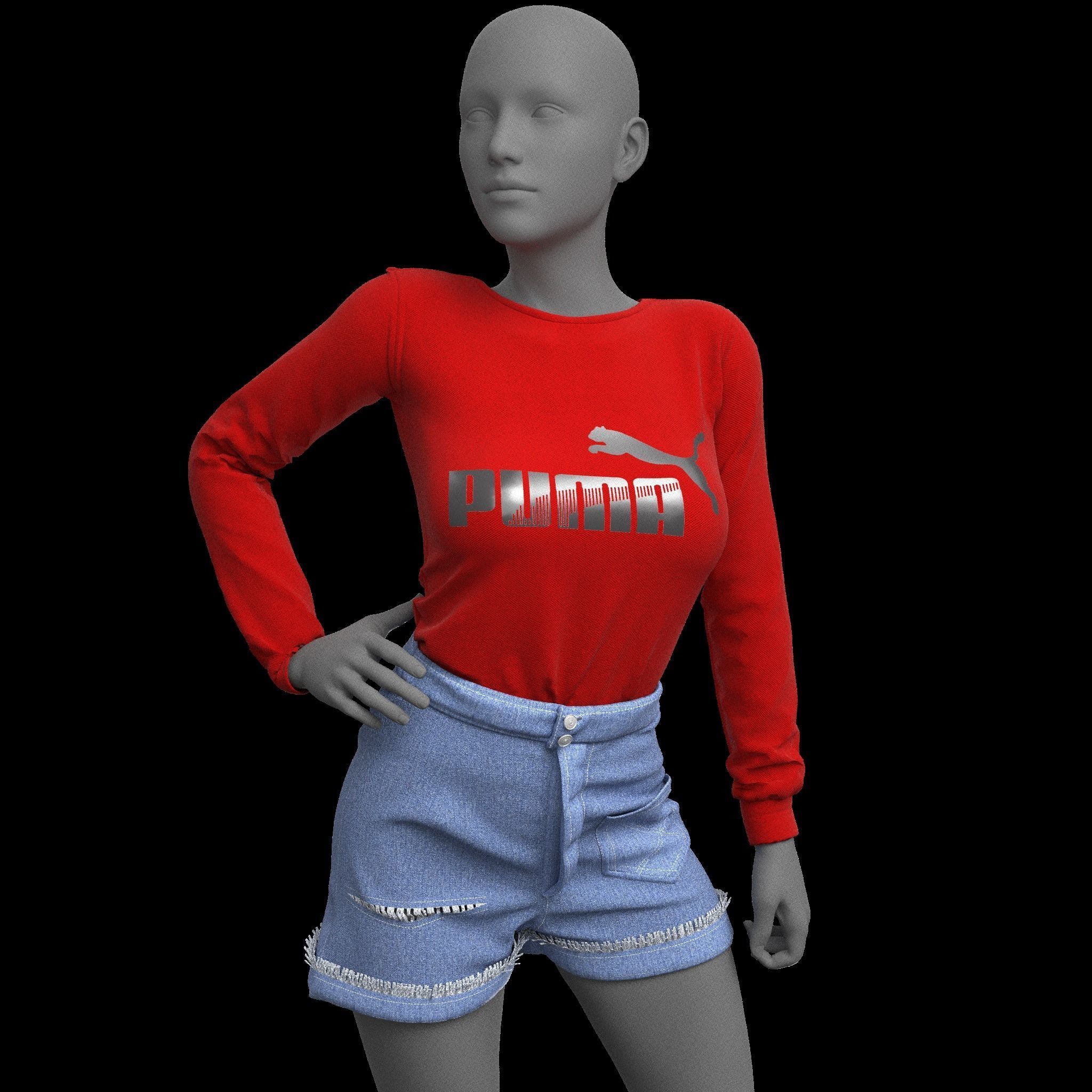 Sports Wear Puma in Jeans N3 32 CLO3D ZPRJ FBX OBJ MTL 3D model | CGTrader