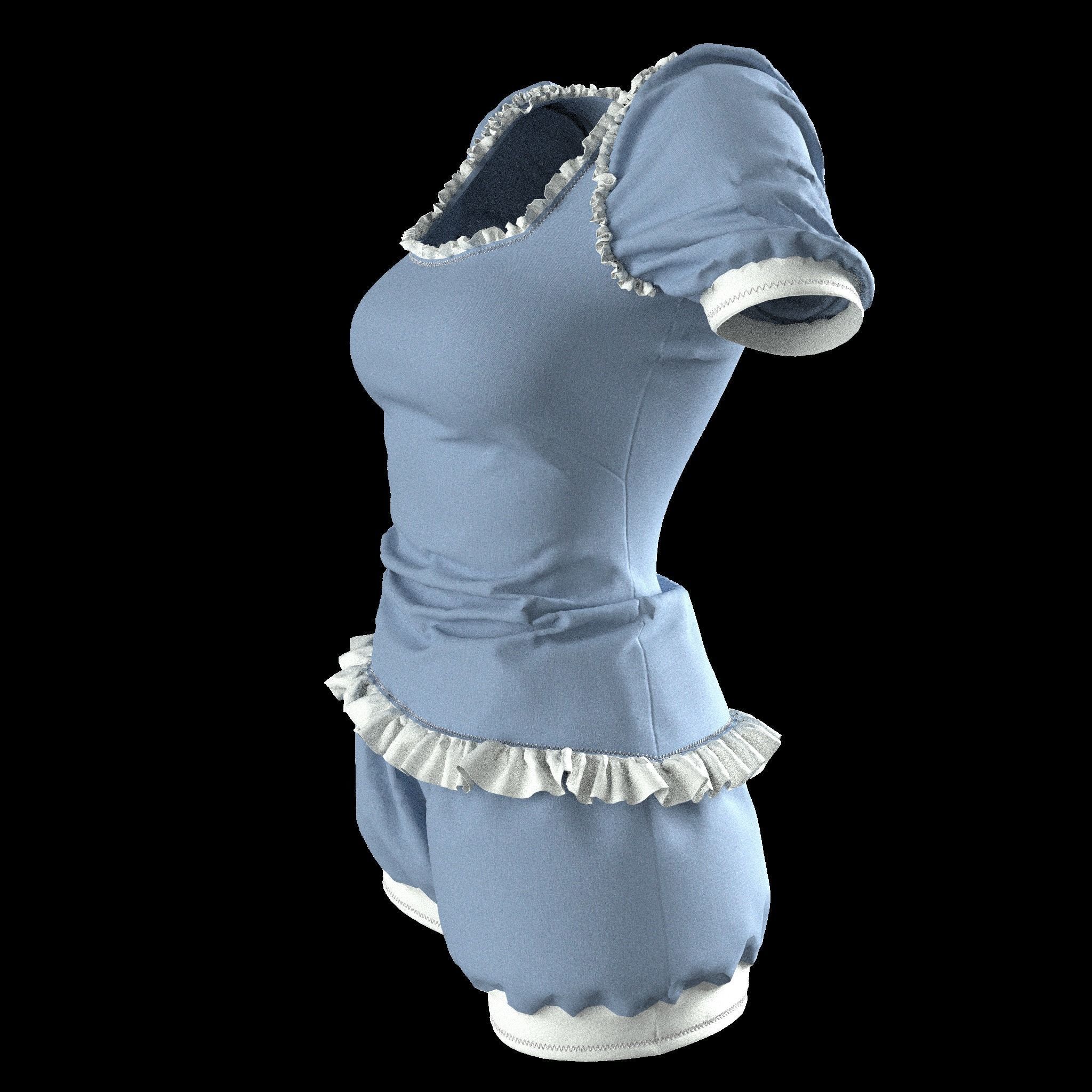 Anime Girls Outfit N2 37 MarvelousDesignerCLO3D ZPRJ FBX OBJ MTL 3D ...