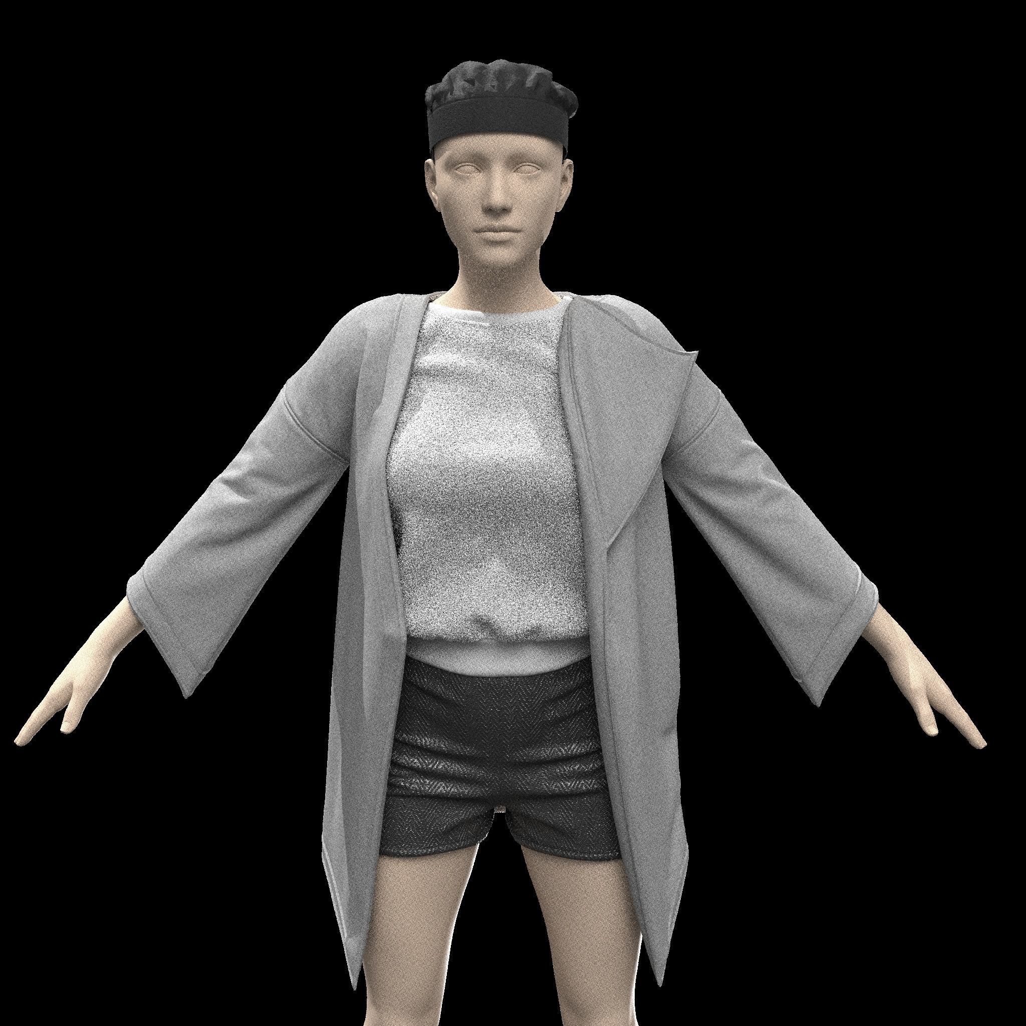 Casual Set Girls Outfit N1 40 MarvelousDesigner ZPRJ FBX OBJ MTL 3D ...