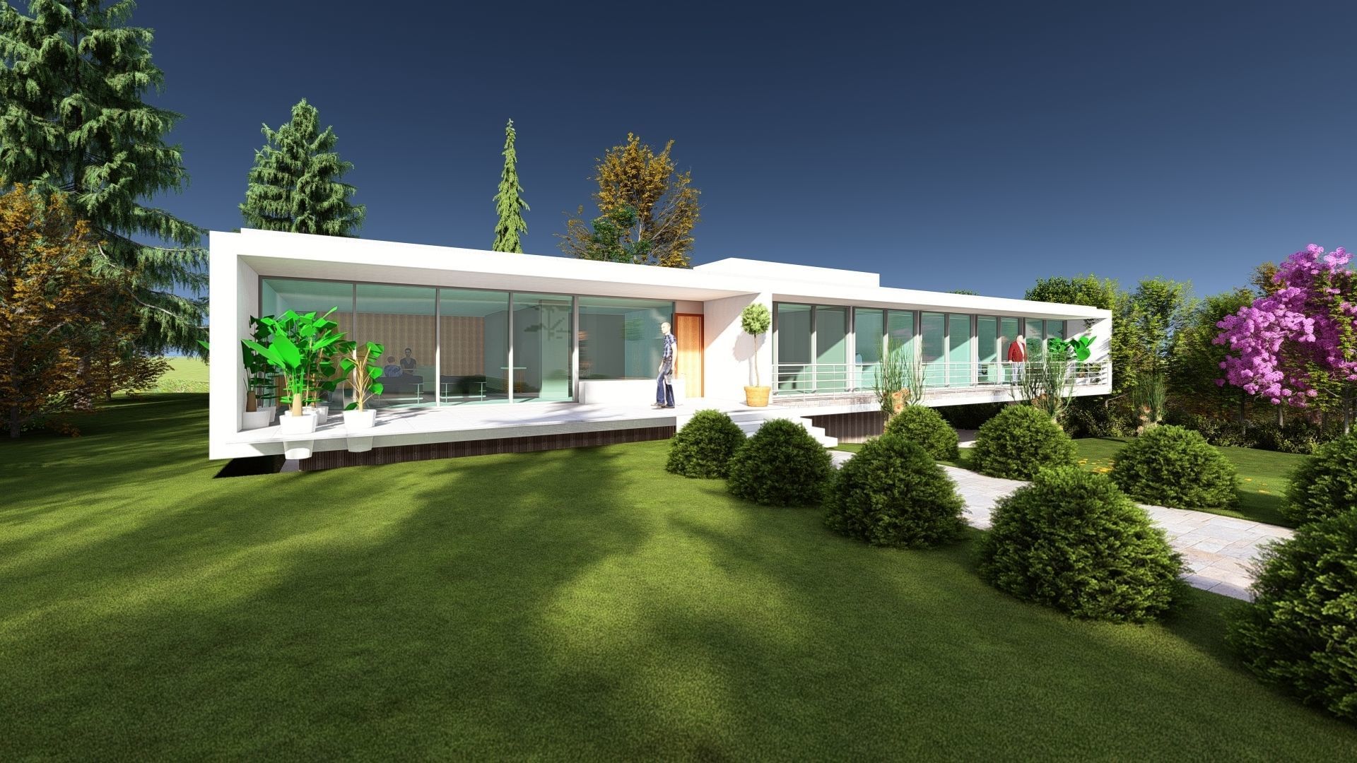 Modern House Plan 3D model animated | CGTrader