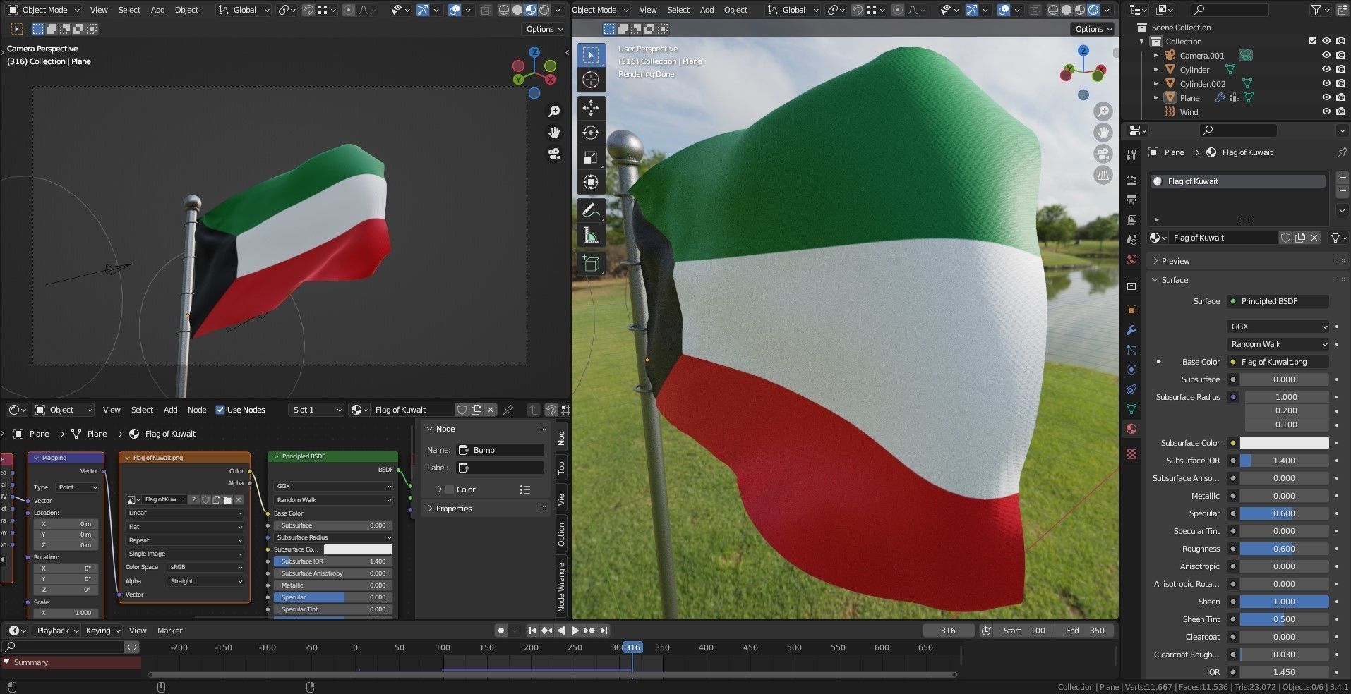 Animated Kuwait Flags 3D model animated | CGTrader