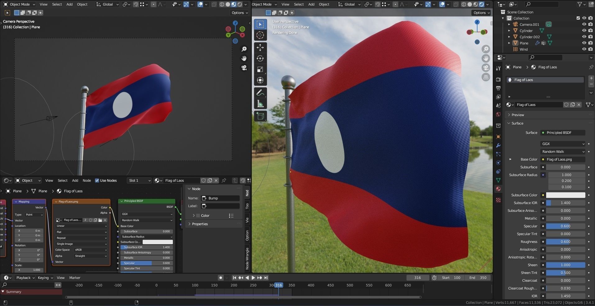 Animated Laos Flags 3D model animated | CGTrader
