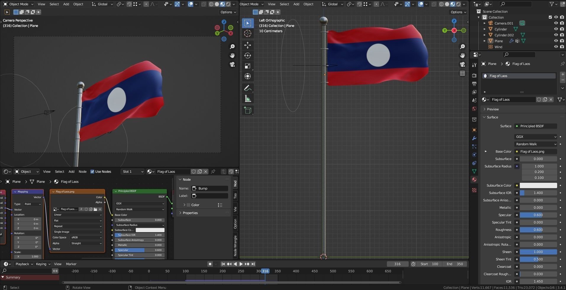Animated Laos Flags 3D model animated | CGTrader