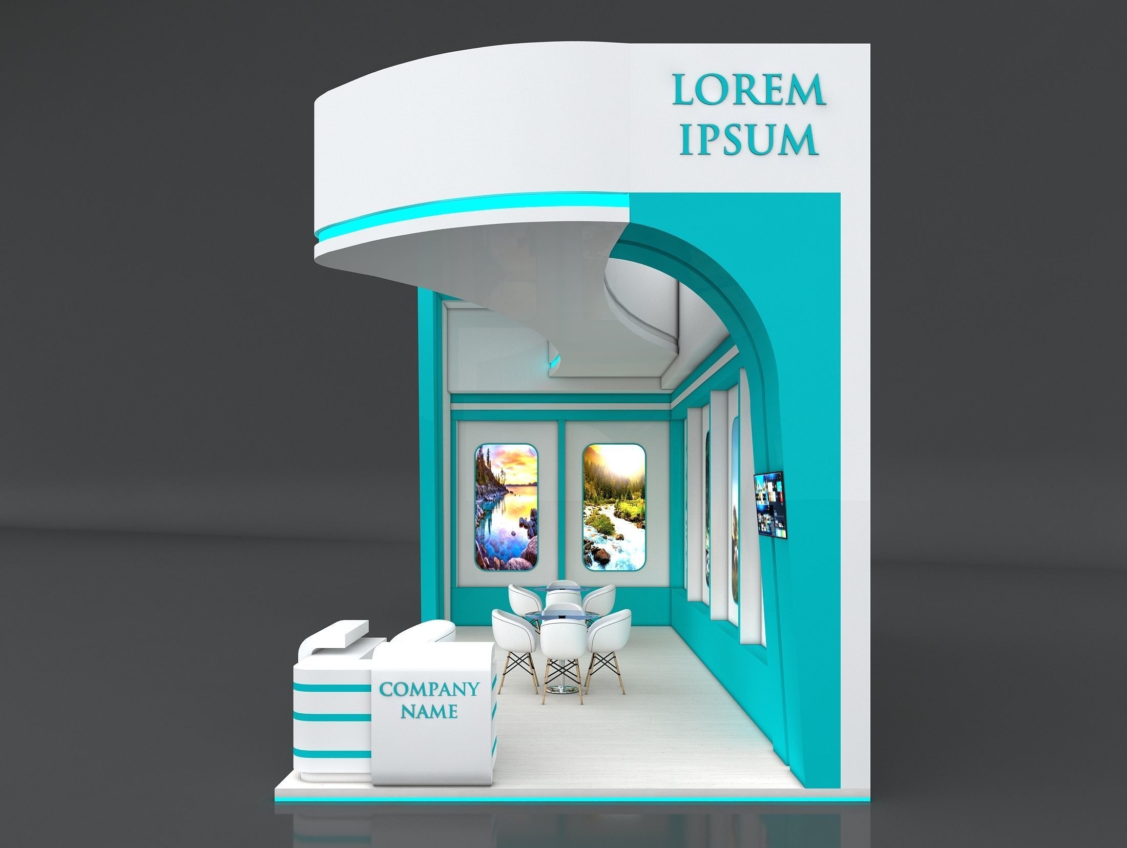 3D Booth Exhibition Stand Stall 8x4m Height 500 cm 2Side Open 3D model ...