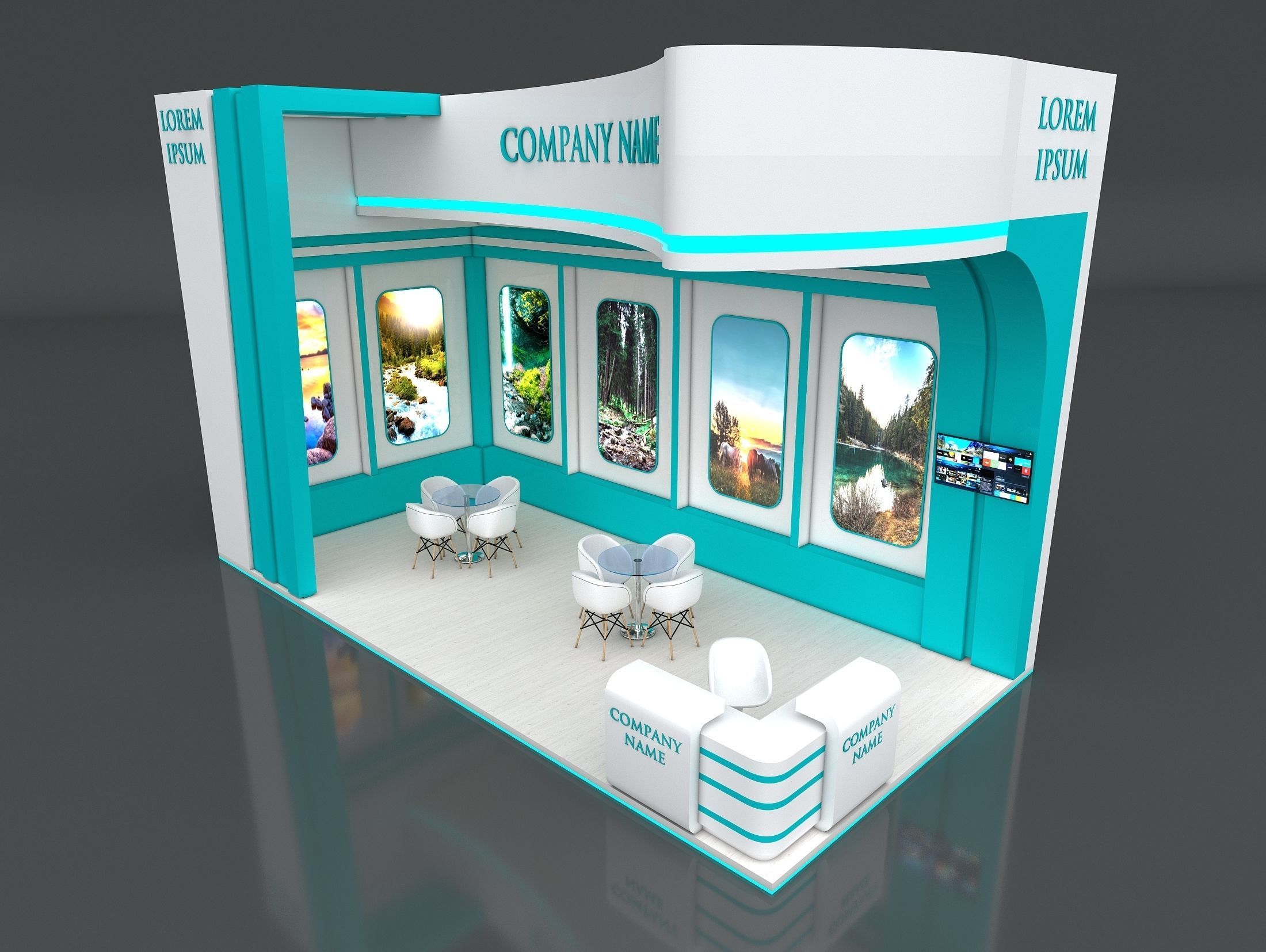 3D Booth Exhibition Stand Stall 8x4m Height 500 cm 2Side Open 3D model ...