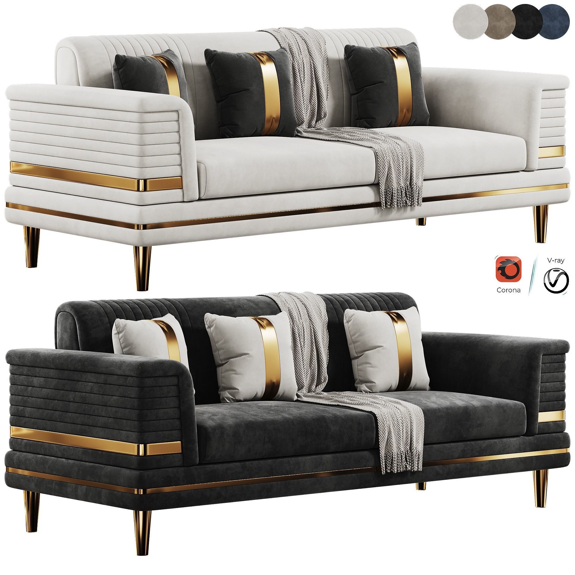 3D model FH 7166 Sofa Set VR / AR / low-poly | CGTrader