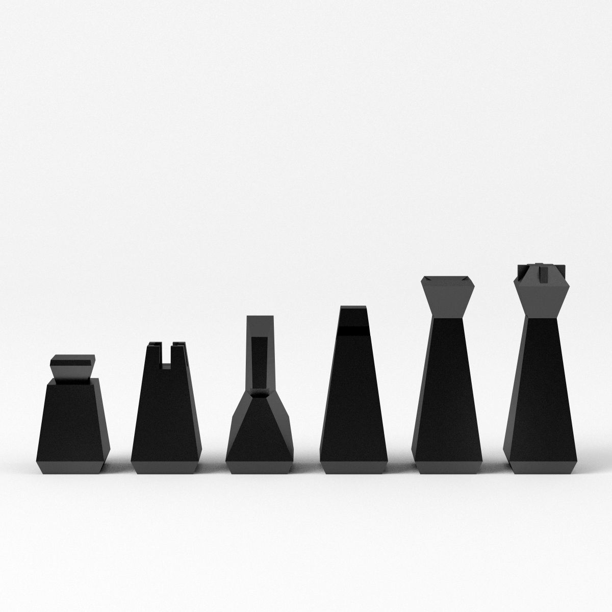 3D model Modern SciFi Chess Pieces No2 and Board Parts VR / AR / low ...