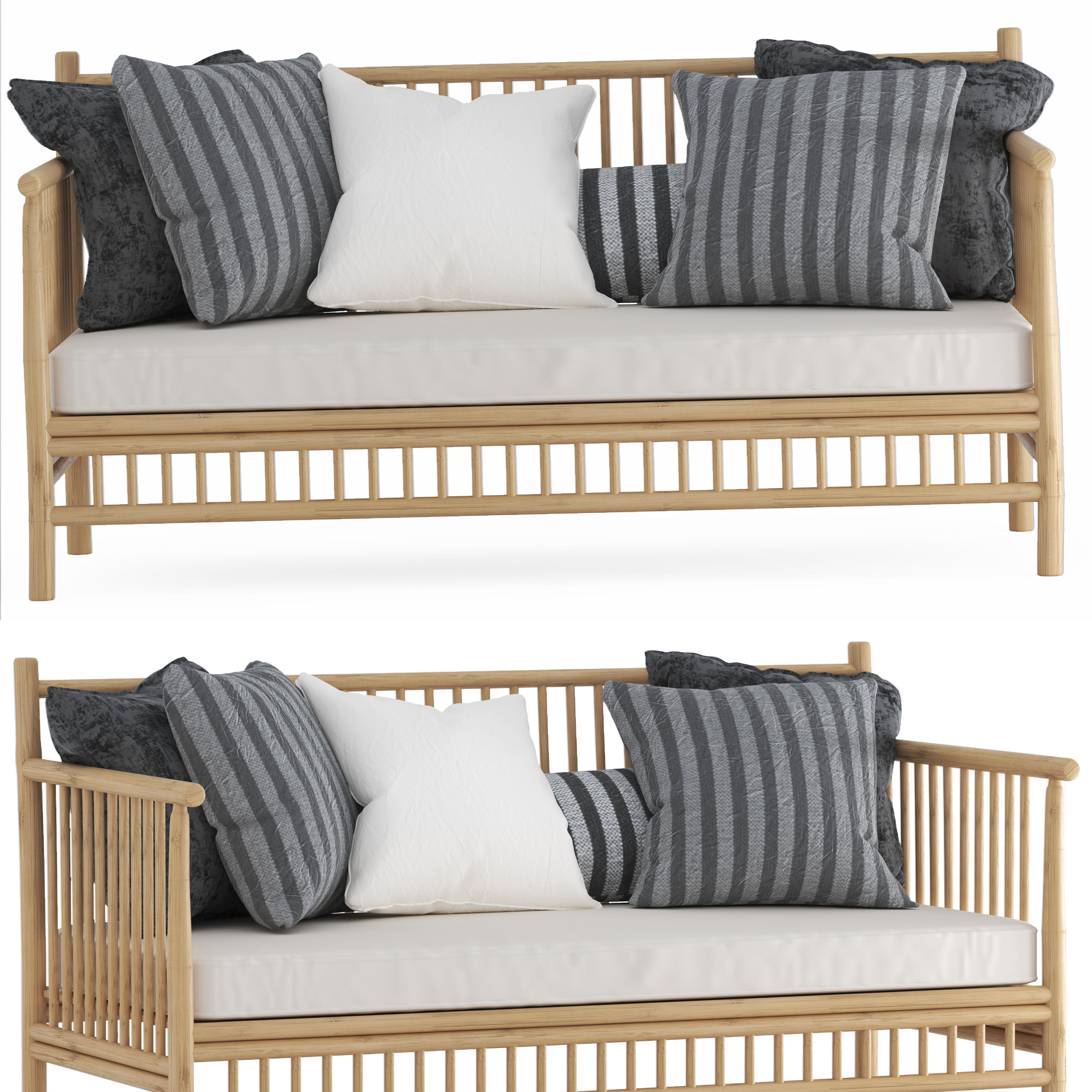 Exotan Bamboo Loungeset-garden bench-02 PRO Royalty free 3D model ...