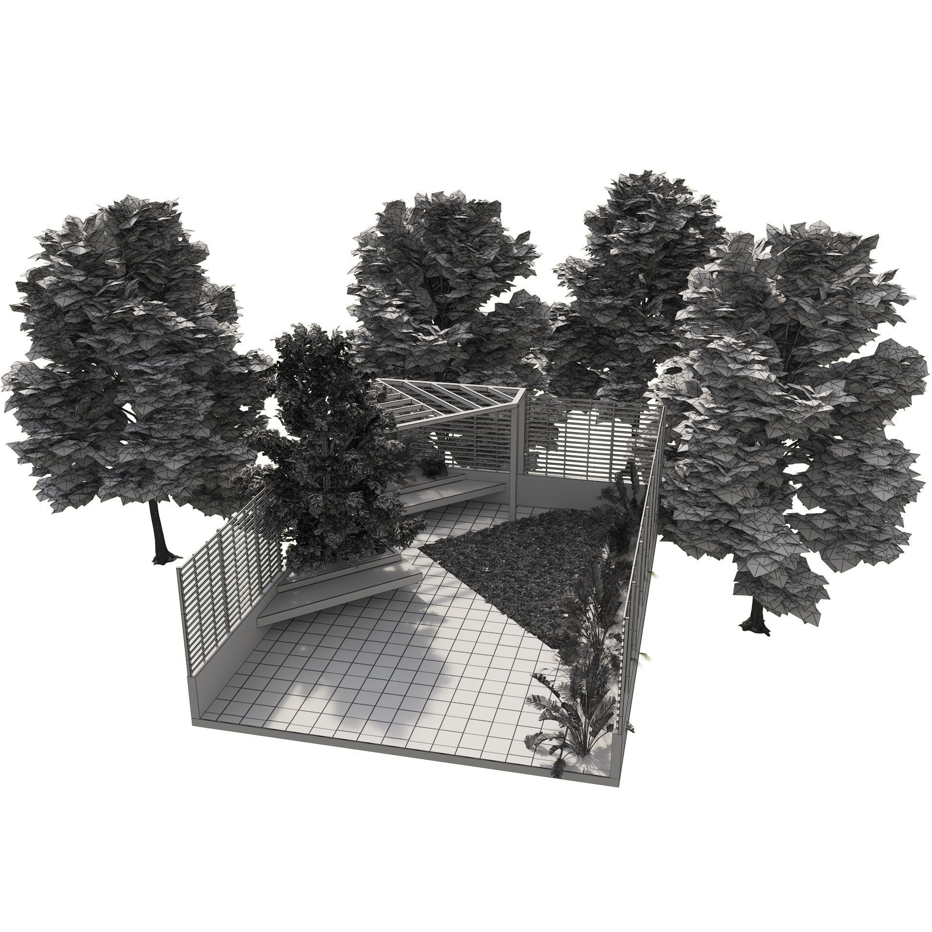 3D model Pergola yard garden VR / AR / low-poly | CGTrader