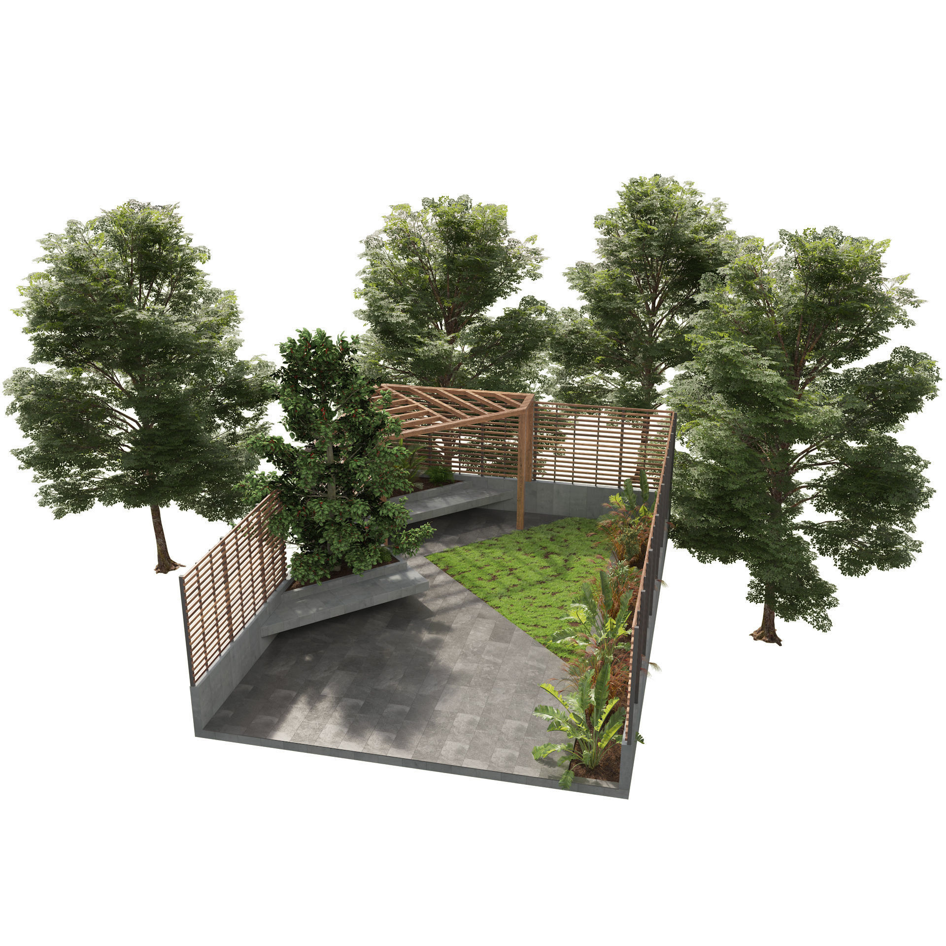3D model Pergola yard garden VR / AR / low-poly | CGTrader