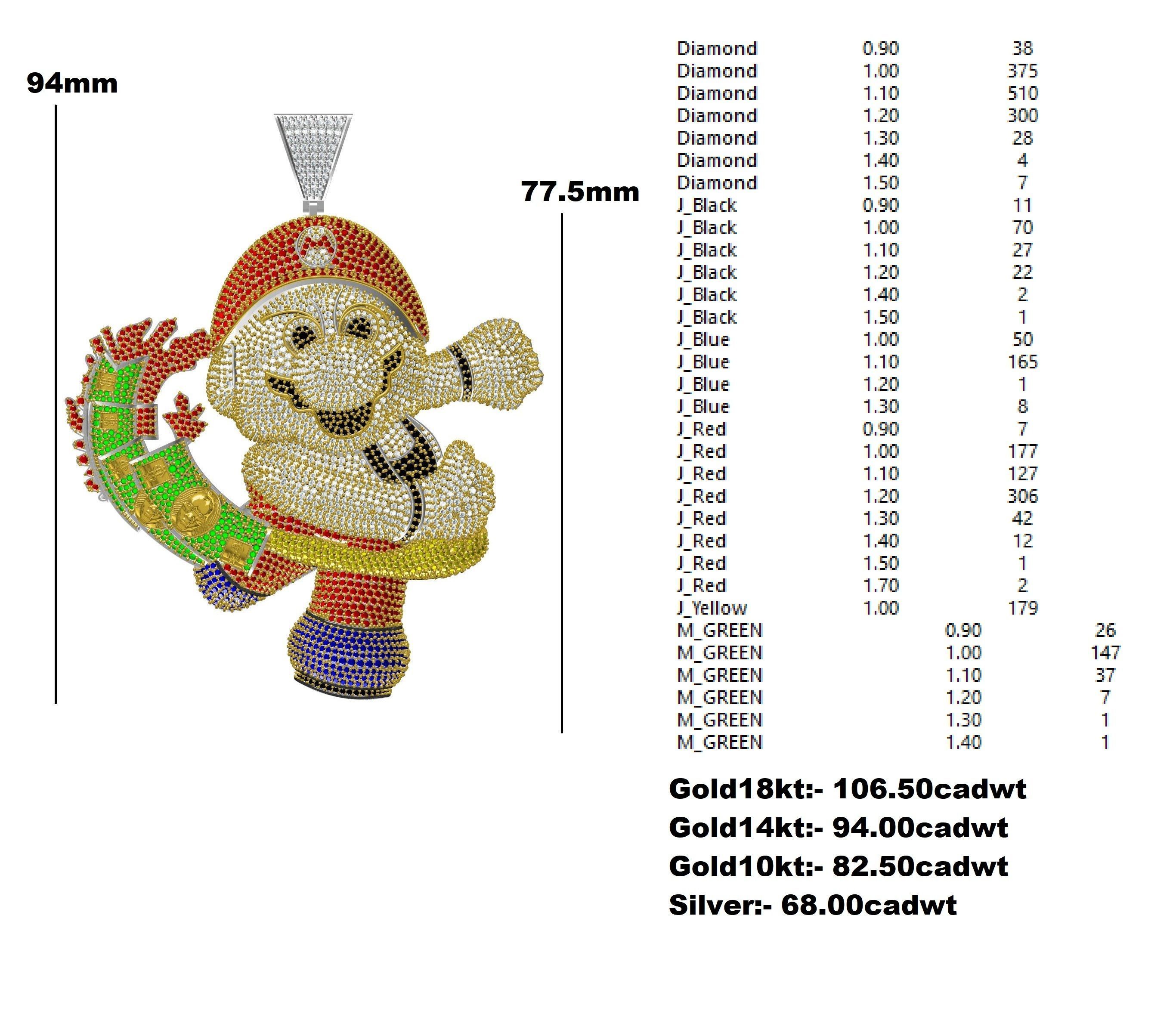 Super Mario Hip Hop Pendant 3D model 3D printable | CGTrader