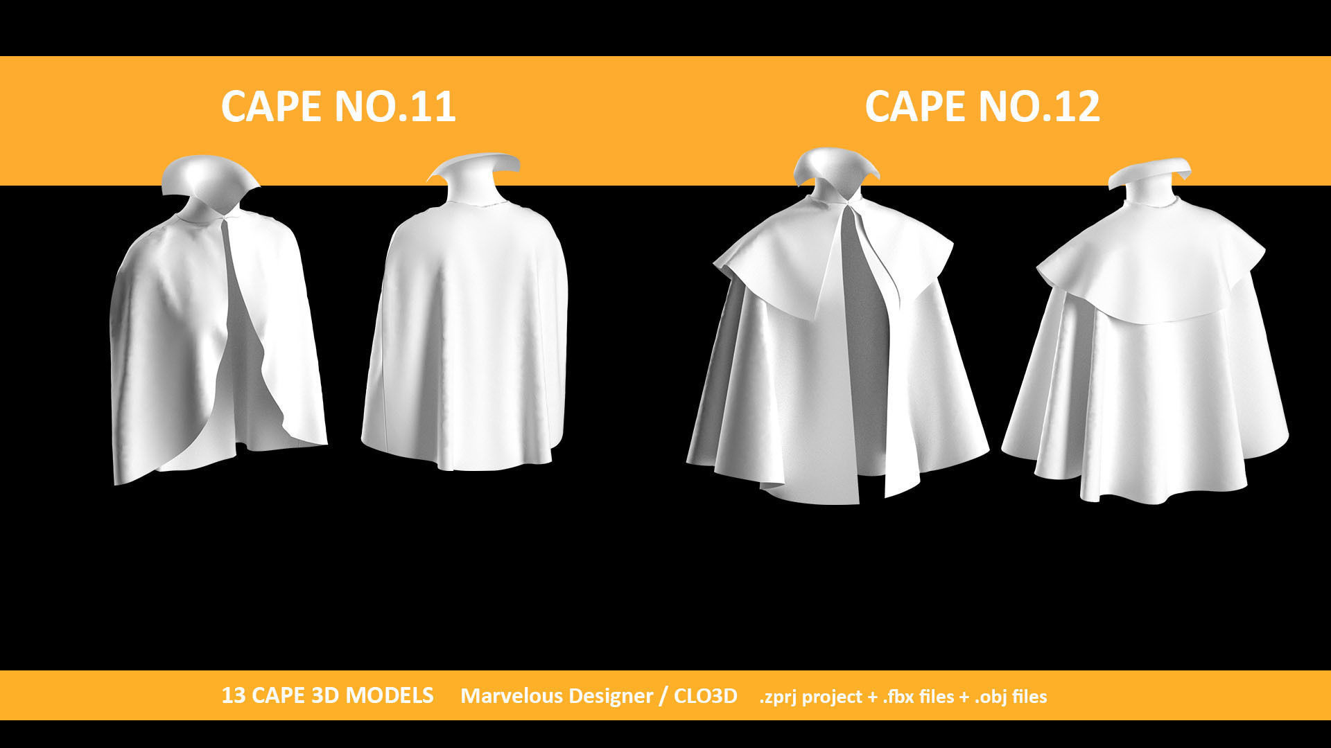 3D model 13 Cape MODELS for female and male VOL02 Marvelous Designer VR ...