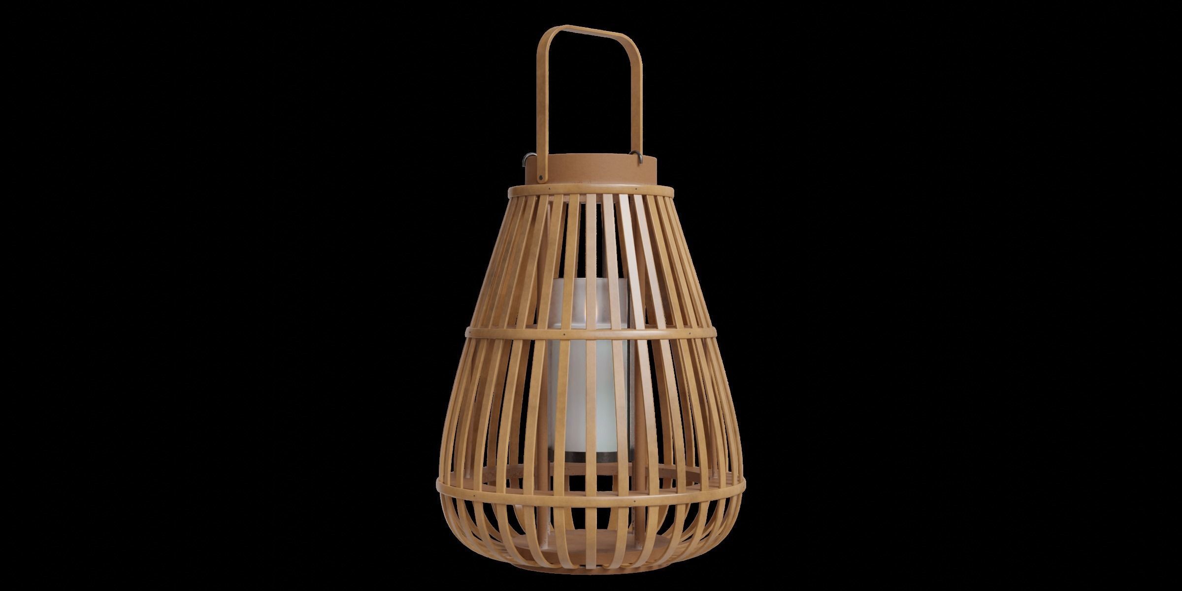 Large Slatted Wood Floor Lantern 3D model | CGTrader