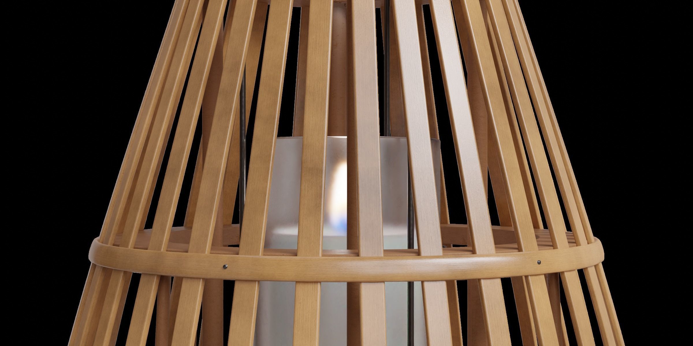 Large Slatted Wood Floor Lantern 3D model | CGTrader