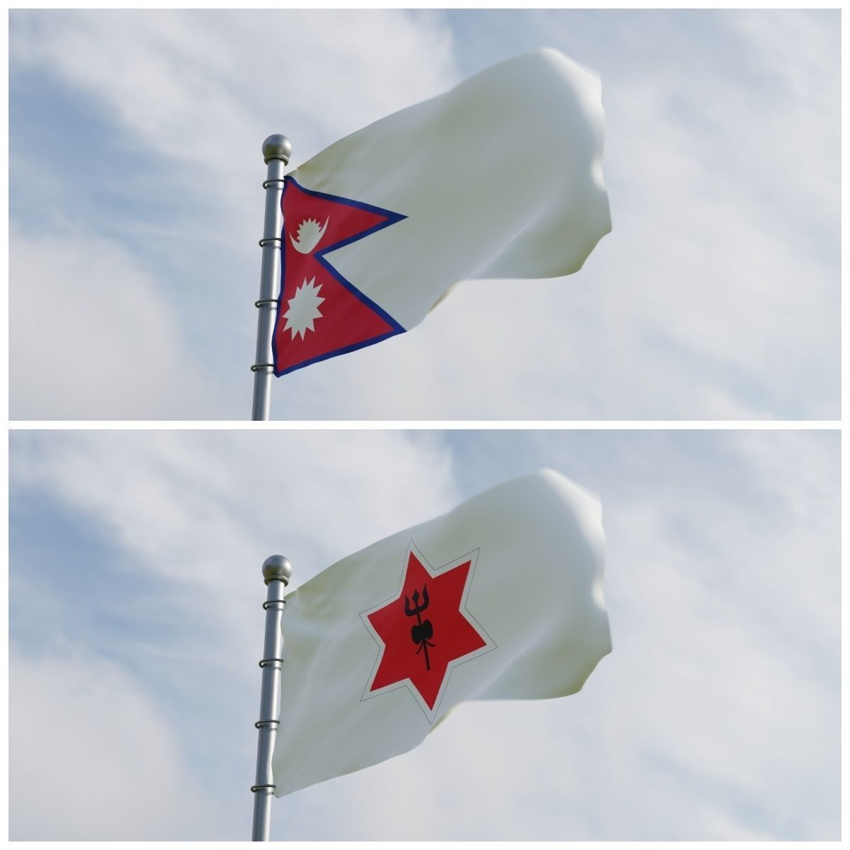 Animated Nepal Flags 3D model animated | CGTrader