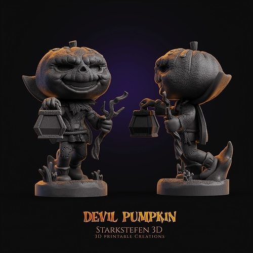 Spooky HALLOWEEN DEVIL PUMKIN character 3D model 3D printable | CGTrader