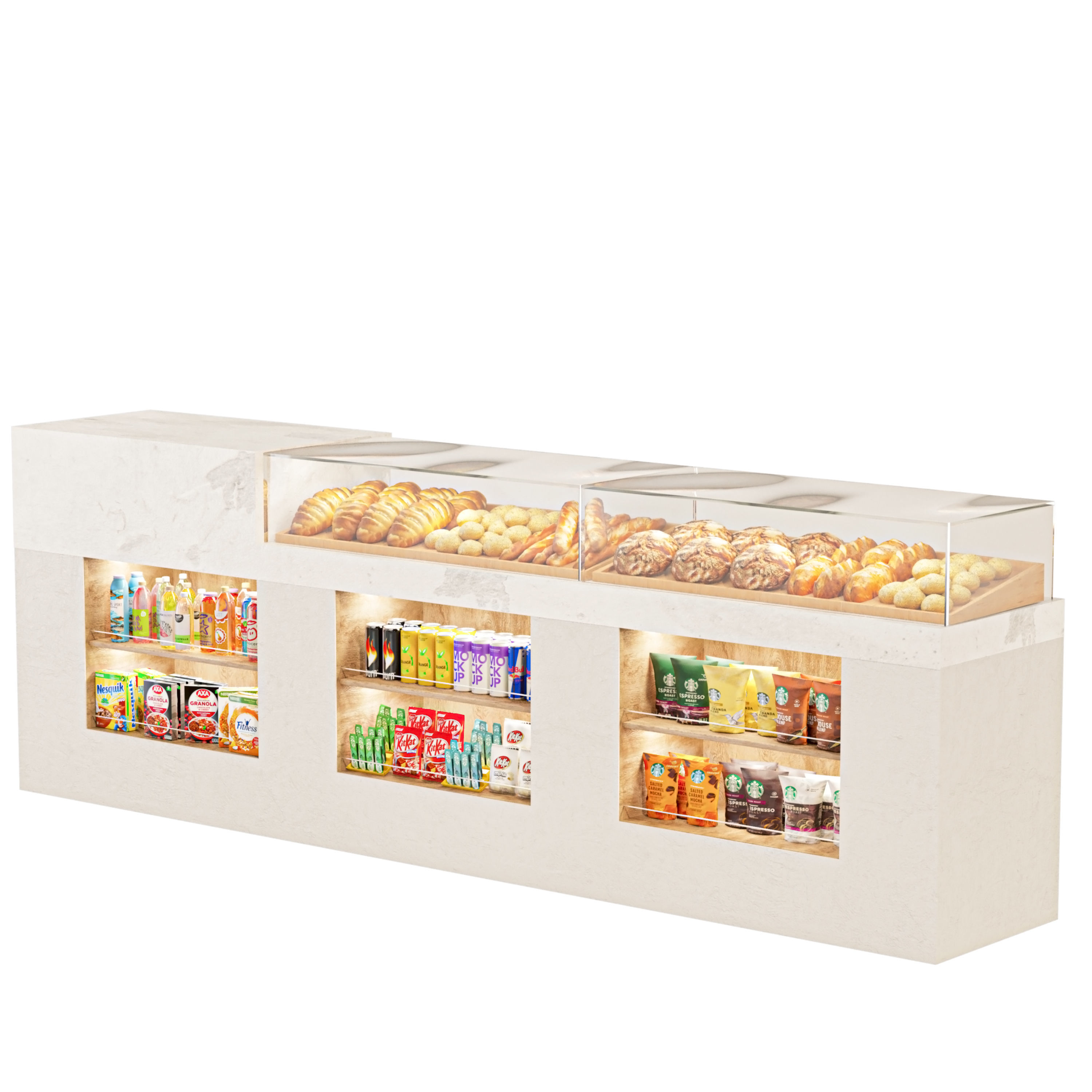Showcase in a store with products and pastries 3D model | CGTrader